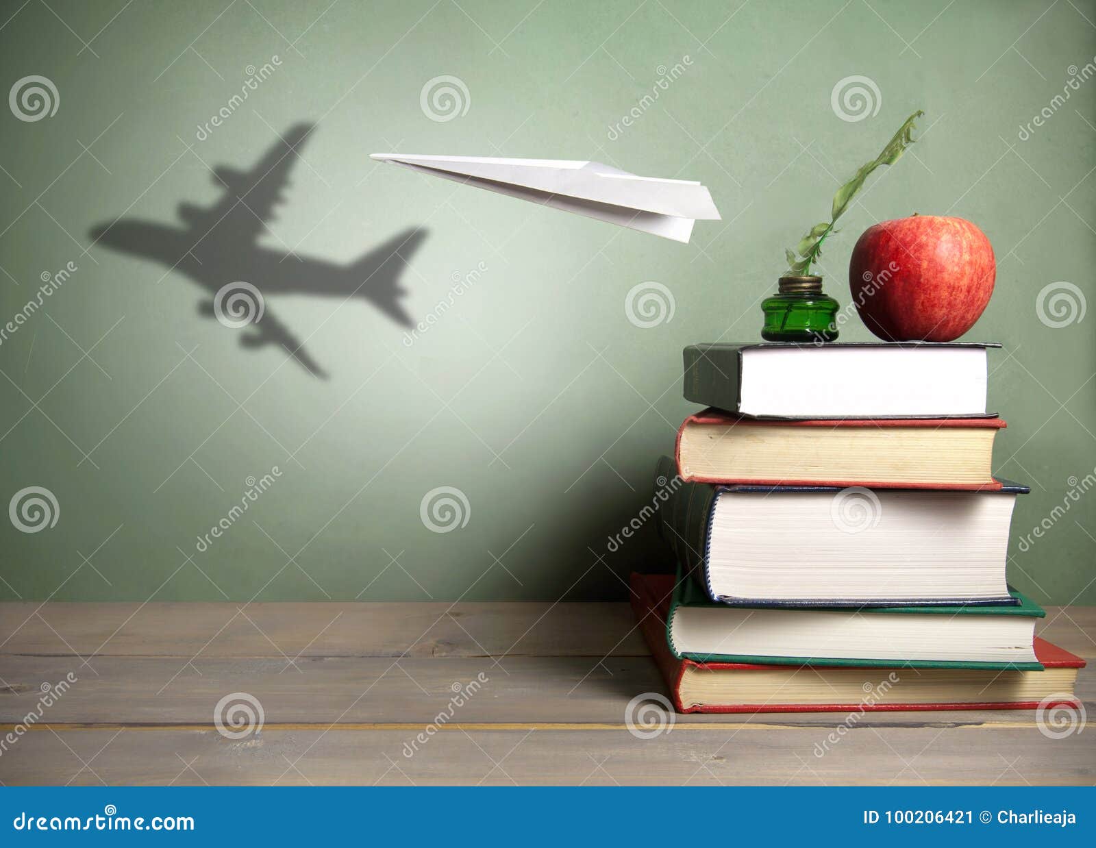 Paper Plane Education Concept Stock Image - Image of books, airplane ...