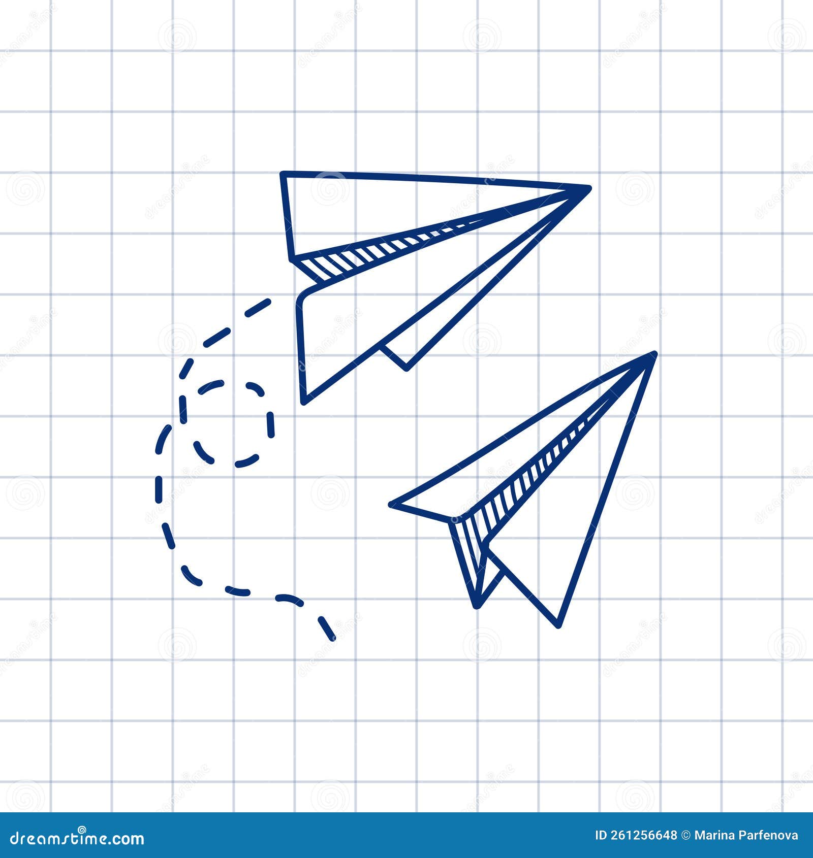 Paper Plane in Sketch Style Isolated on Checkered Background Stock ...