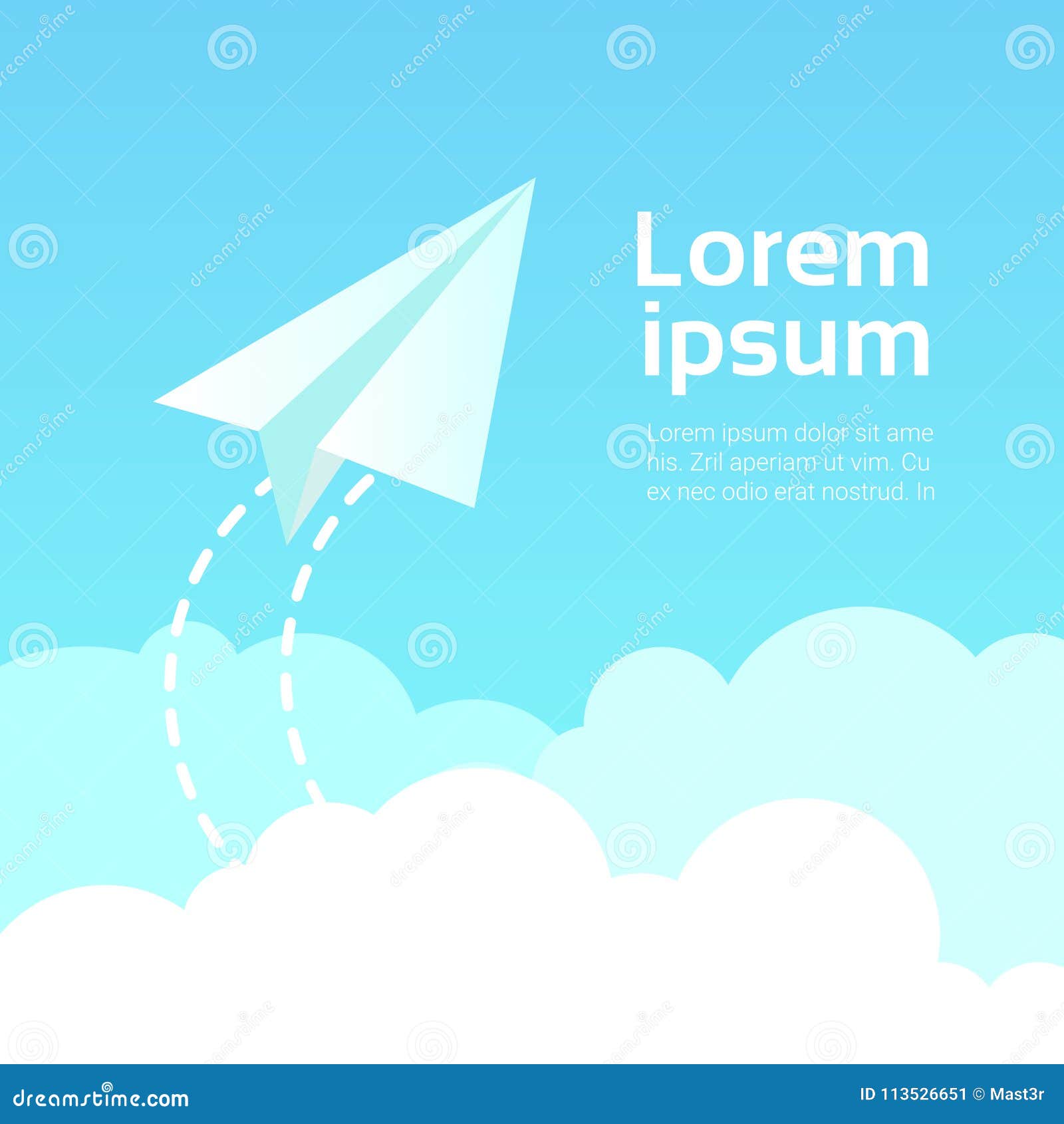 Paper Plane in Sky Over Clouds at Blue Copy Space Background Stock ...