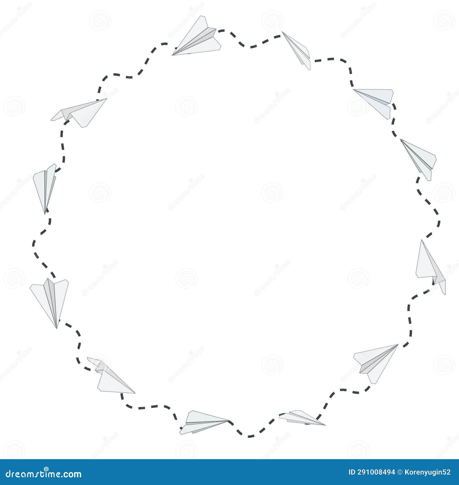 Paper Plane Track Travel Round Frame Stock Vector - Illustration of ...