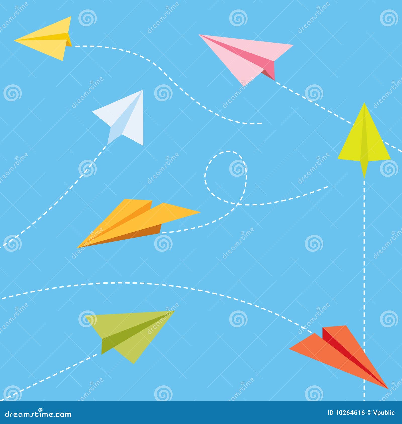 Paper Planes And Clouds Seamless Texture On A Blue Background ...