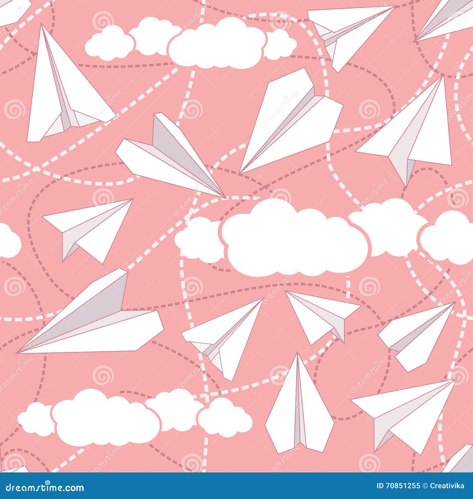 Paper Planes in Clouds Seamless Pattern Stock Vector - Illustration of ...