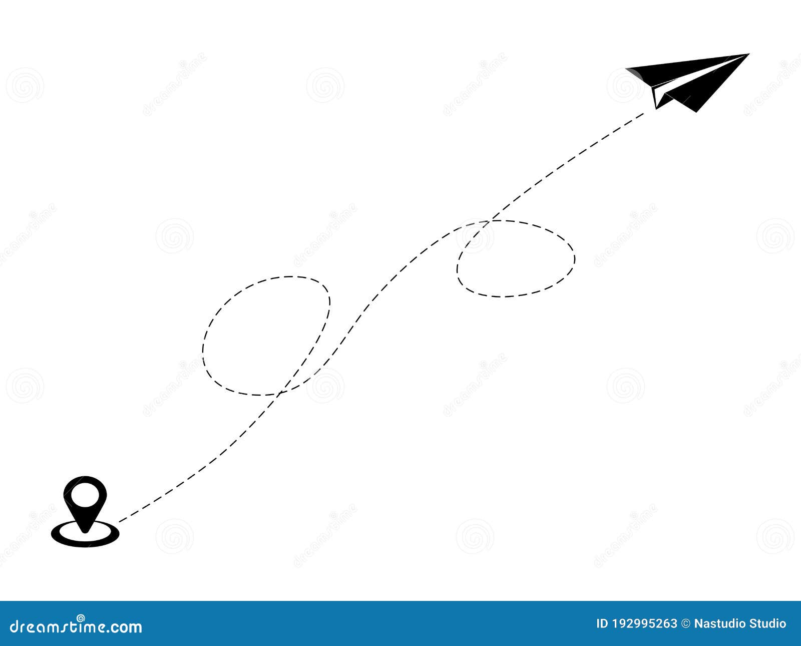 Paper Planes that Fly on a Dotted Line. on a White Background Stock ...