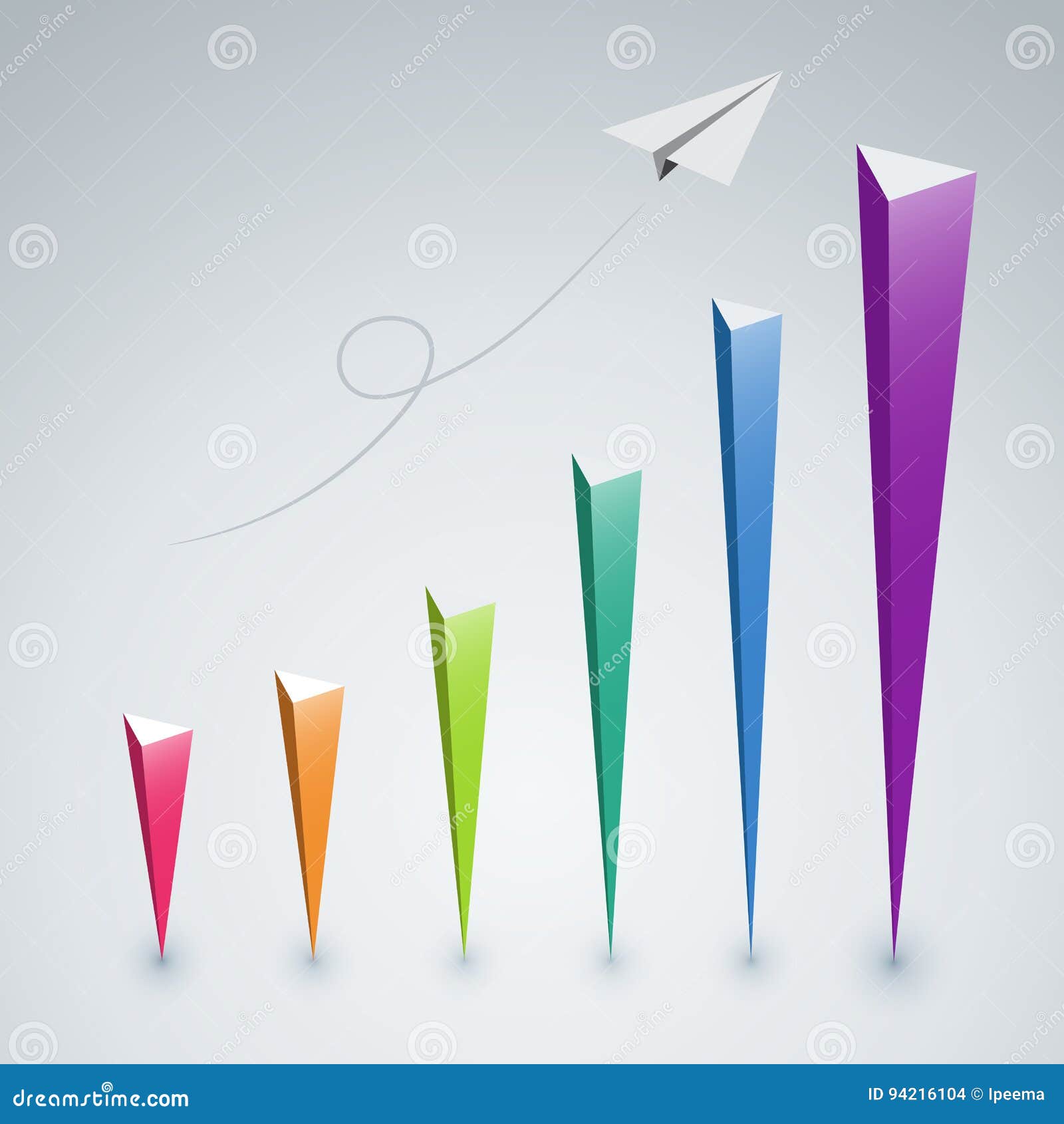 Paper Planes Polygon Style Fly To Color Graph of Success Stock Vector ...