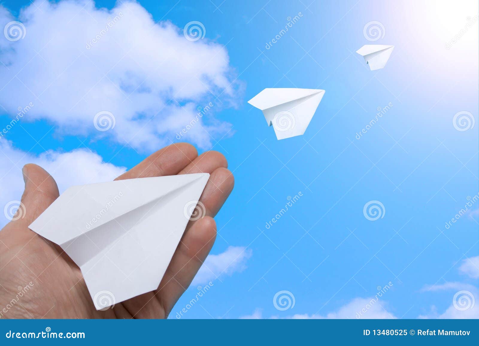Paper planes in the sky. stock image. Image of starting - 13480525