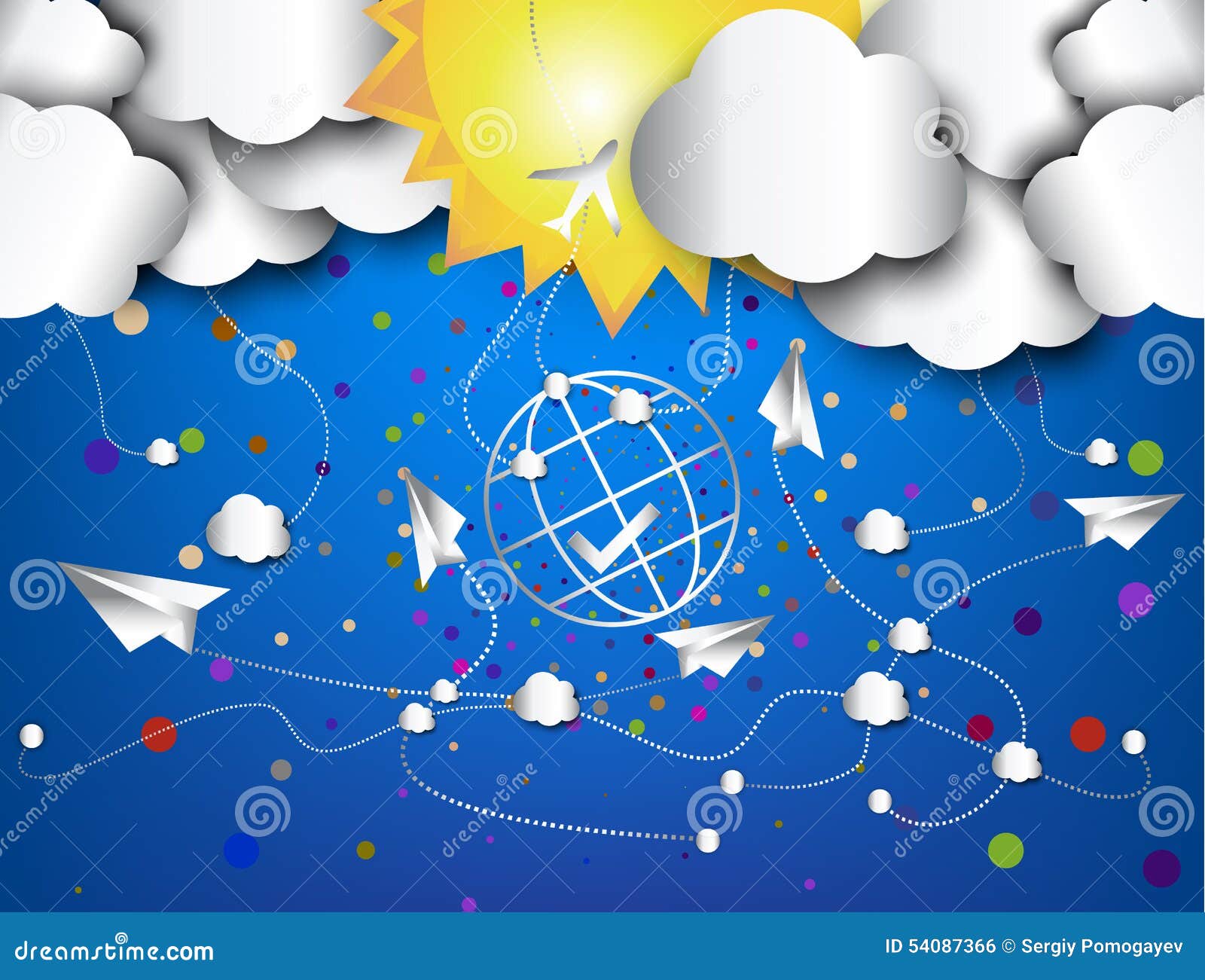 Paper Planes in the Sky Abstract Background Stock Vector - Illustration ...
