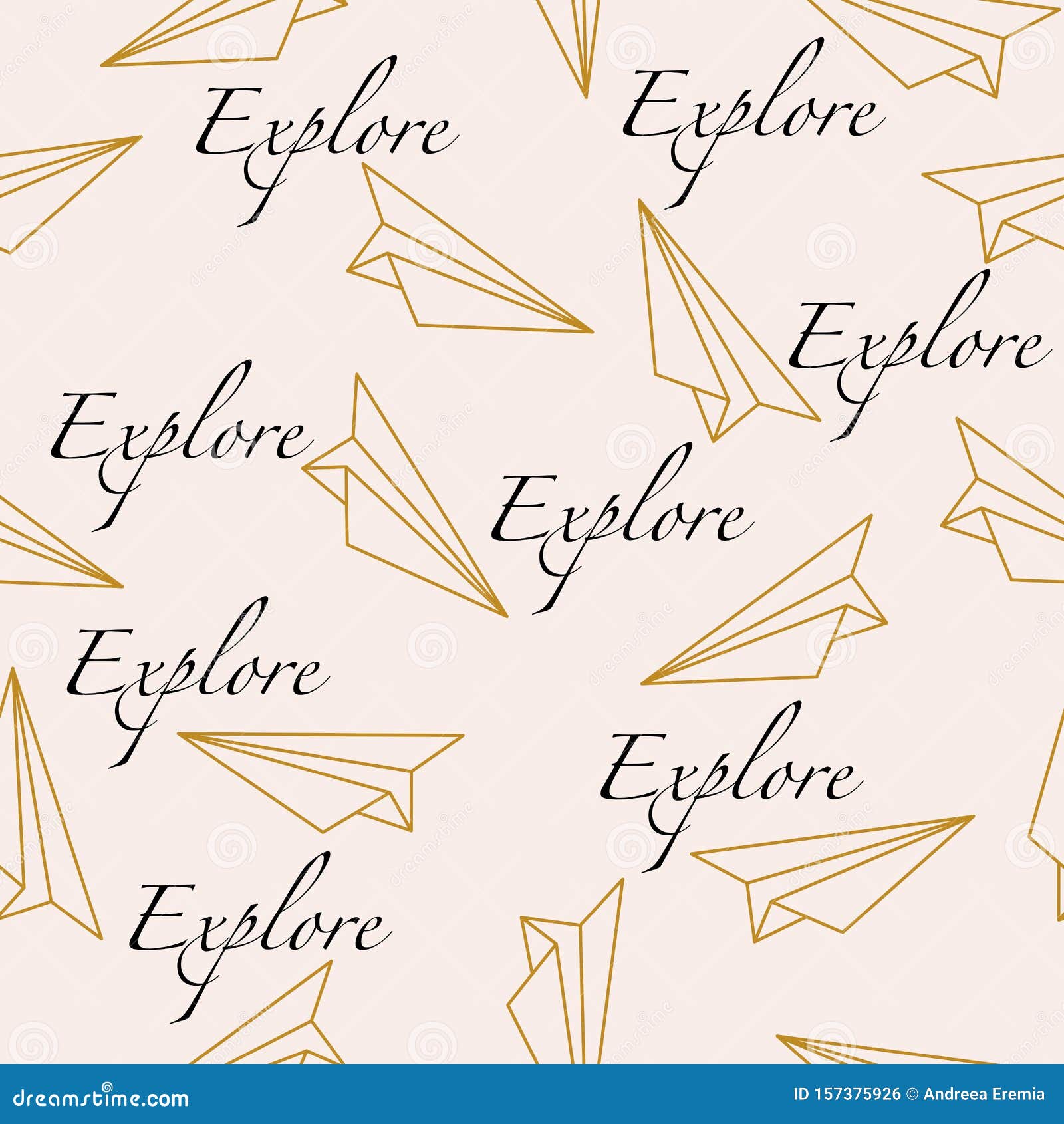 Paper Planes and Words in a Seamless Pattern Design Stock Vector ...