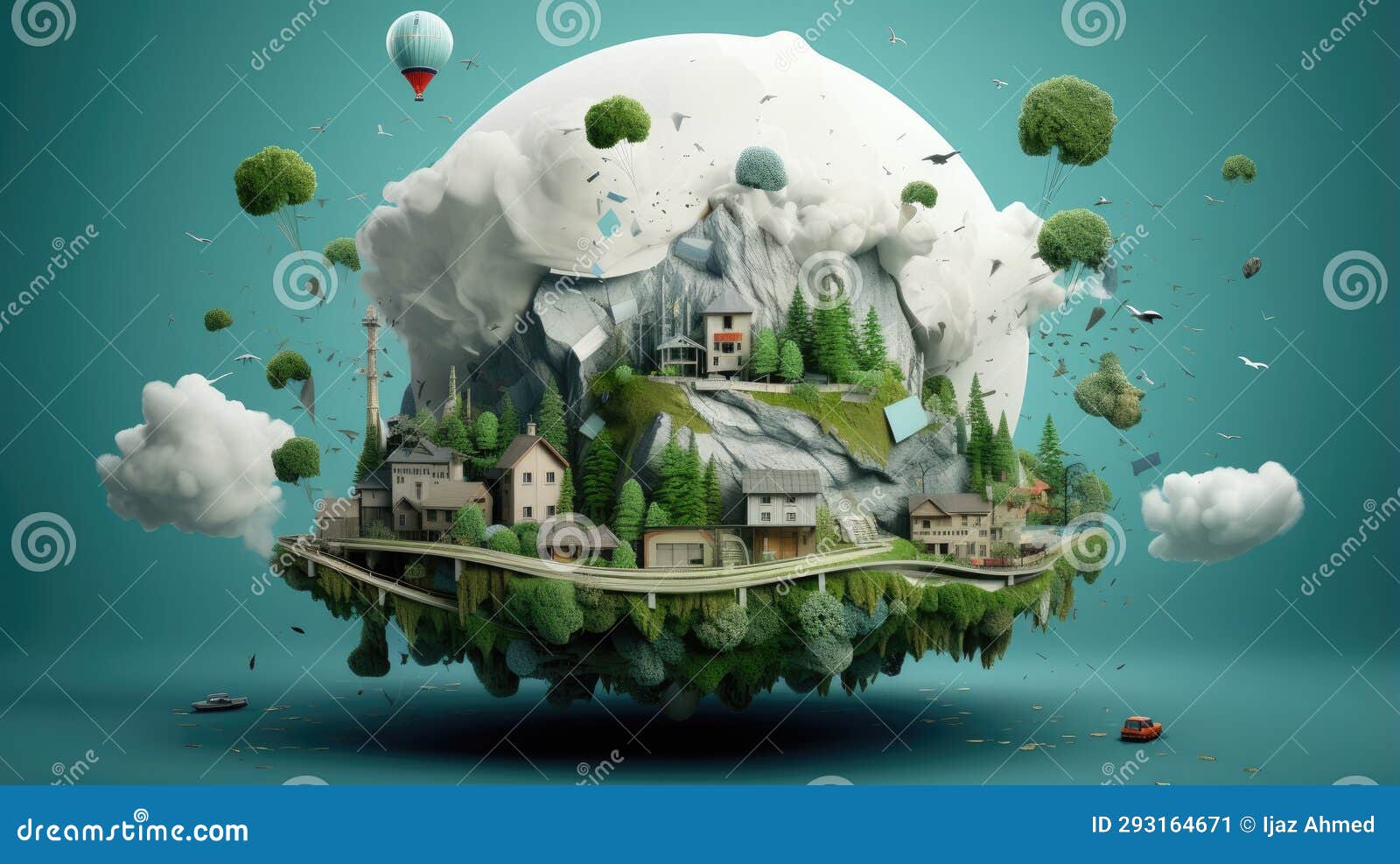 Paper Planet with Trees in the Background Stock Illustration ...