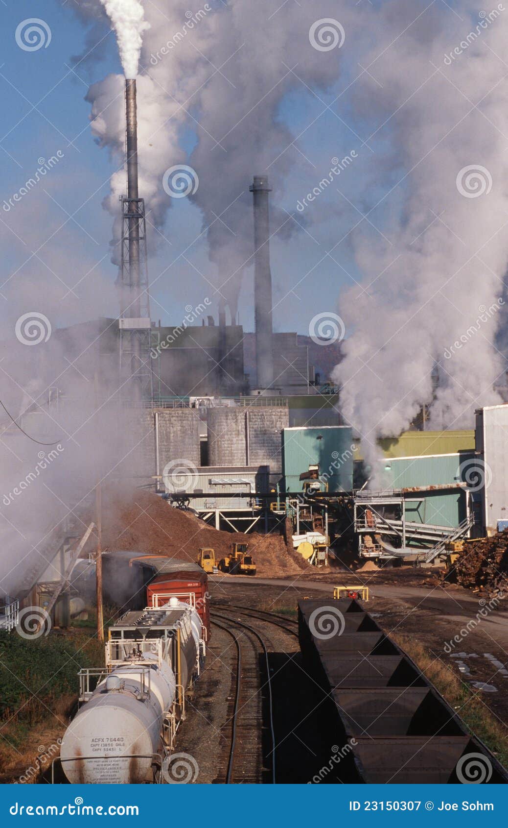 Paper Plant with Smokestacks Editorial Photography - Image of factories ...