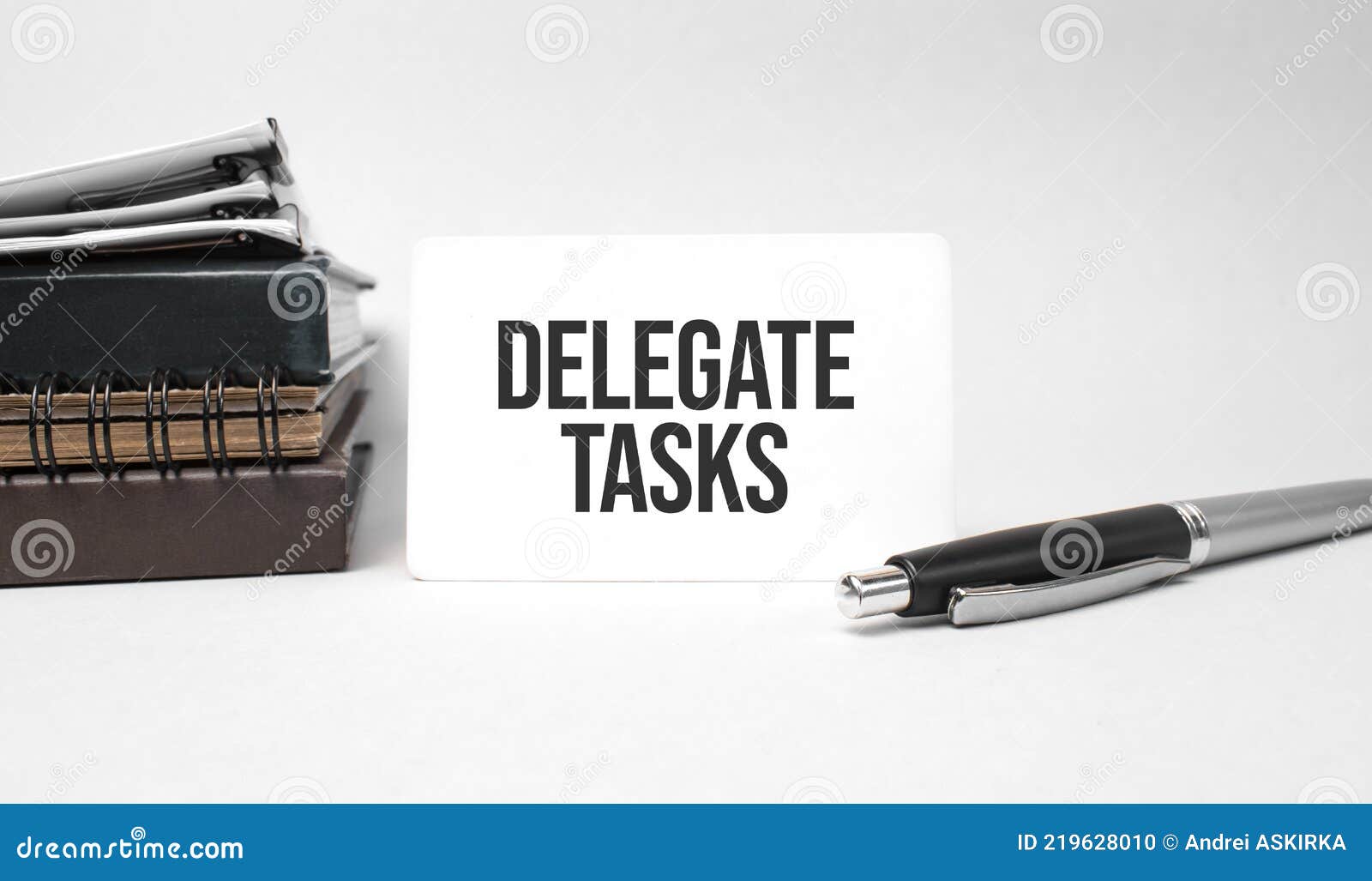 Paper Plate, Glasses, Notepad in Stack,pen and Text Delegate Tasks on ...