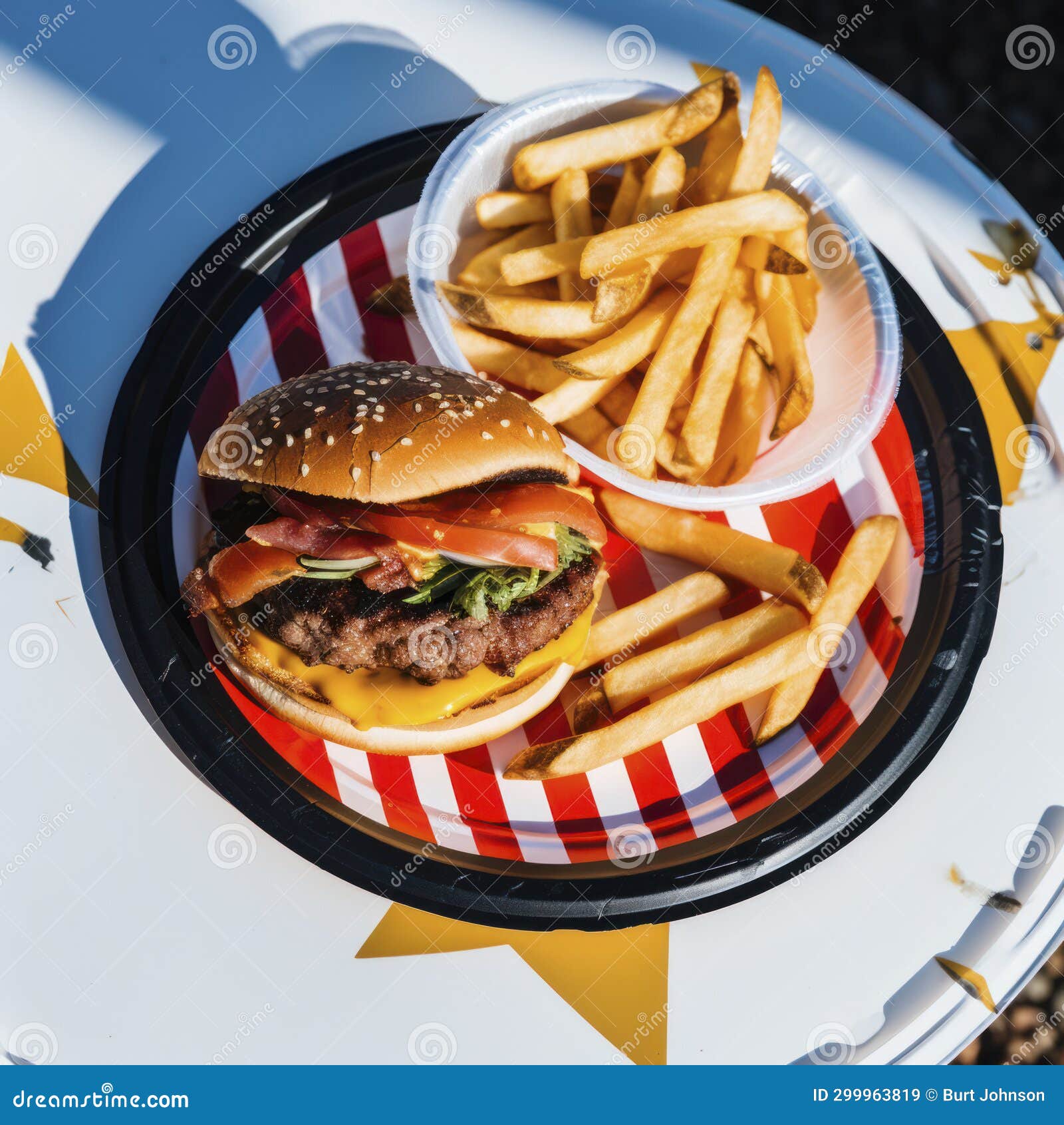 Paper Plate of Hamburger and Fries Stock Image - Image of food, bread ...