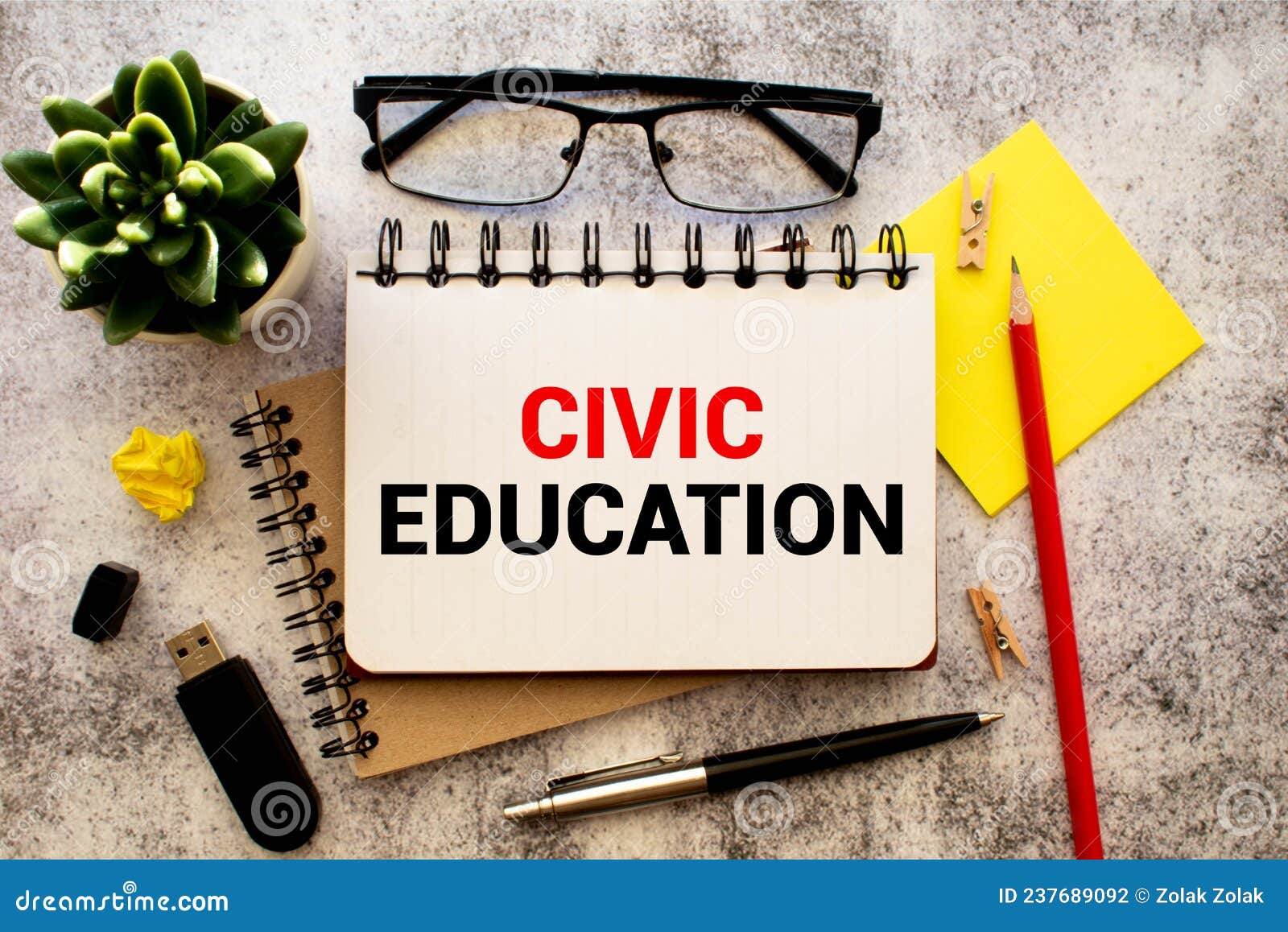 Paper Plate,marker, Diagram,chart and Office Tools. Text CIVIC ...