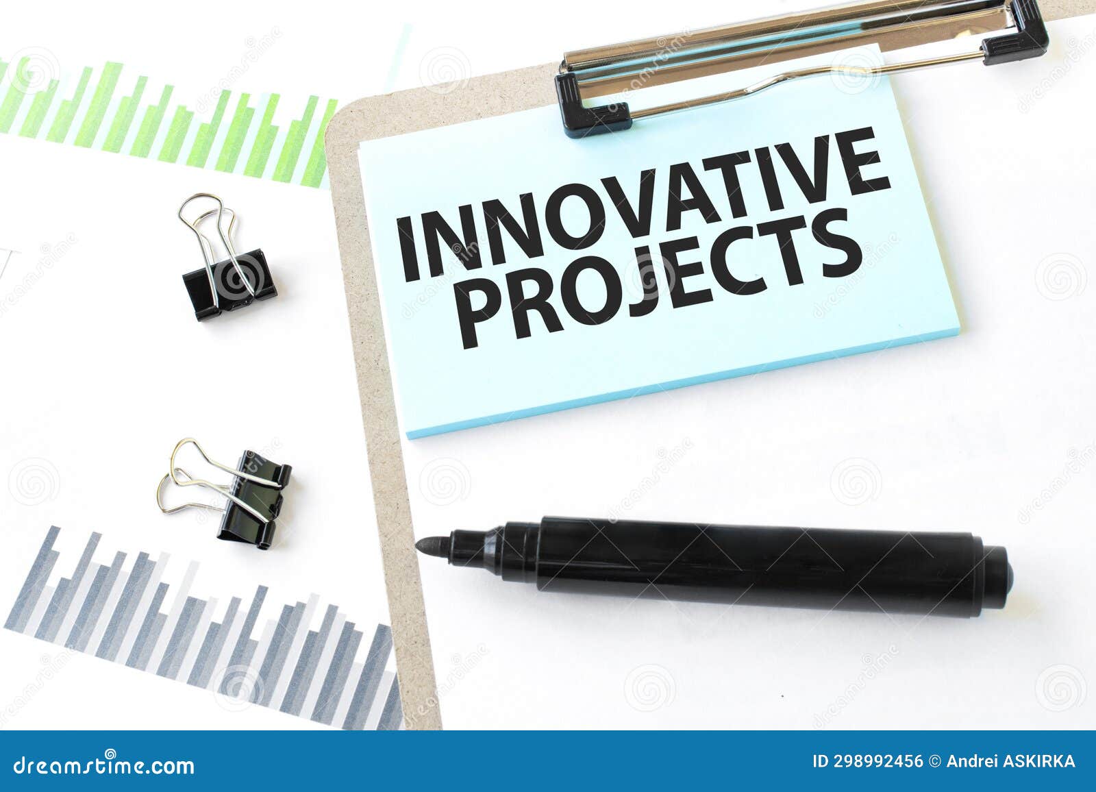 Paper Plate, Marker, Diagram, Chart and Office Tools. Text Innovative ...