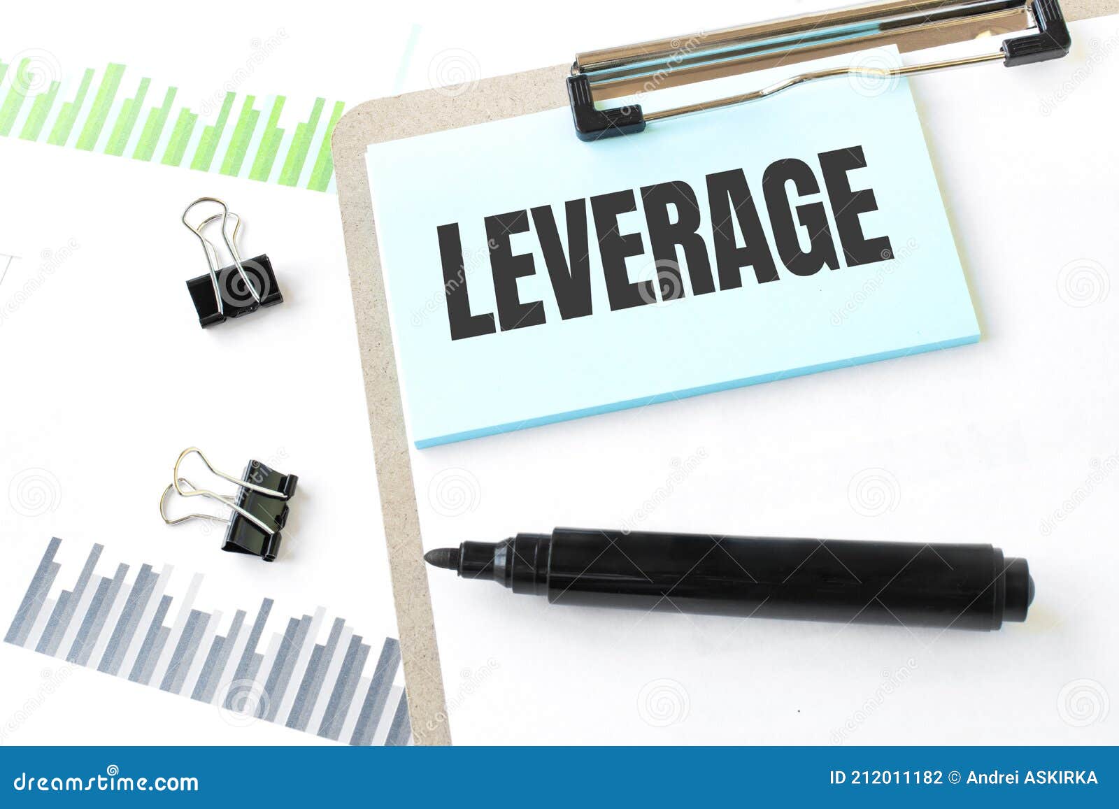 Paper Plate,marker, Diagram,chart and Office Tools. Text LEVERAGE Stock ...