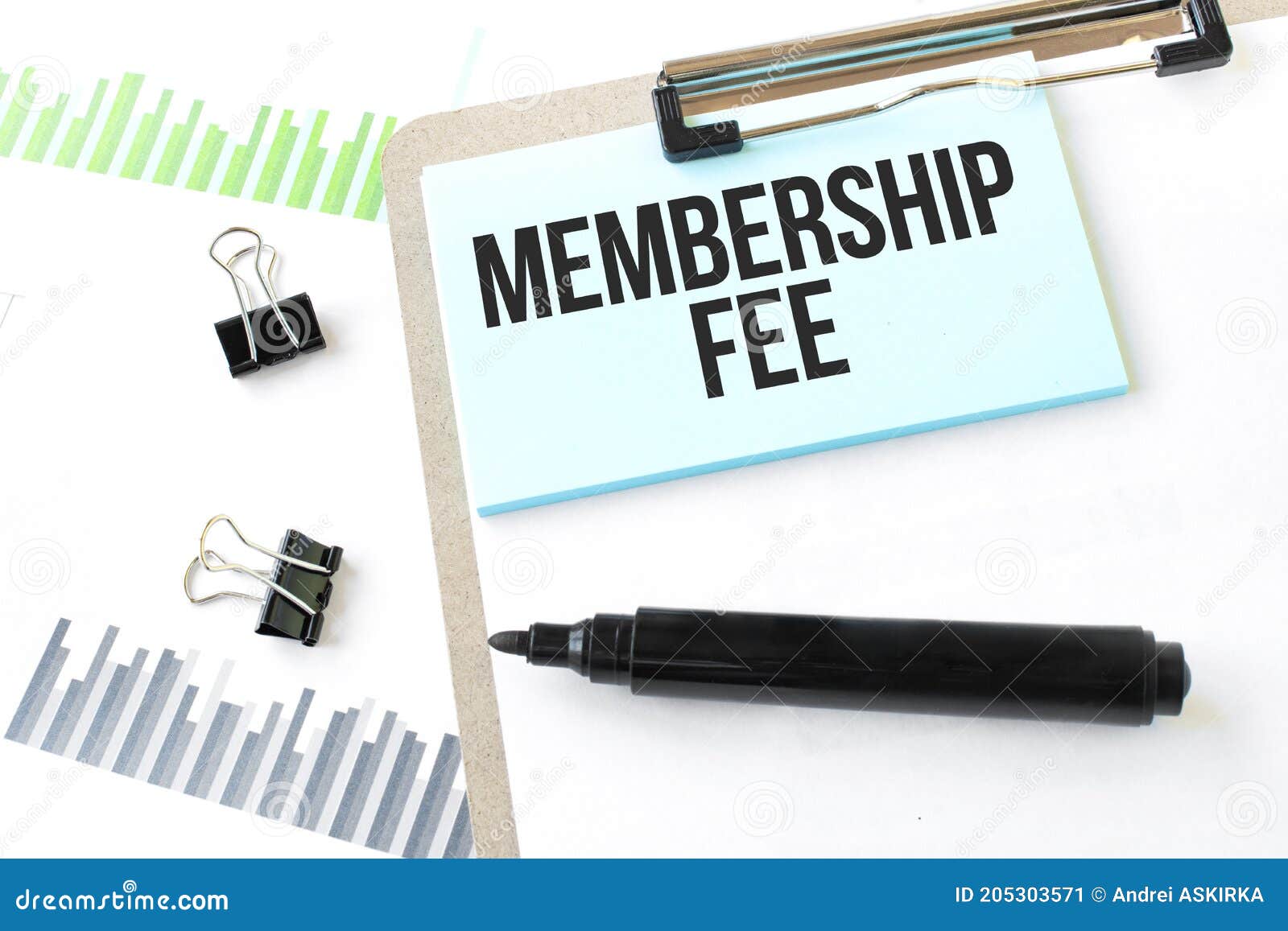 Paper Plate,marker, Diagram,chart and Office Tools. Text MEMBERSHIP FEE ...