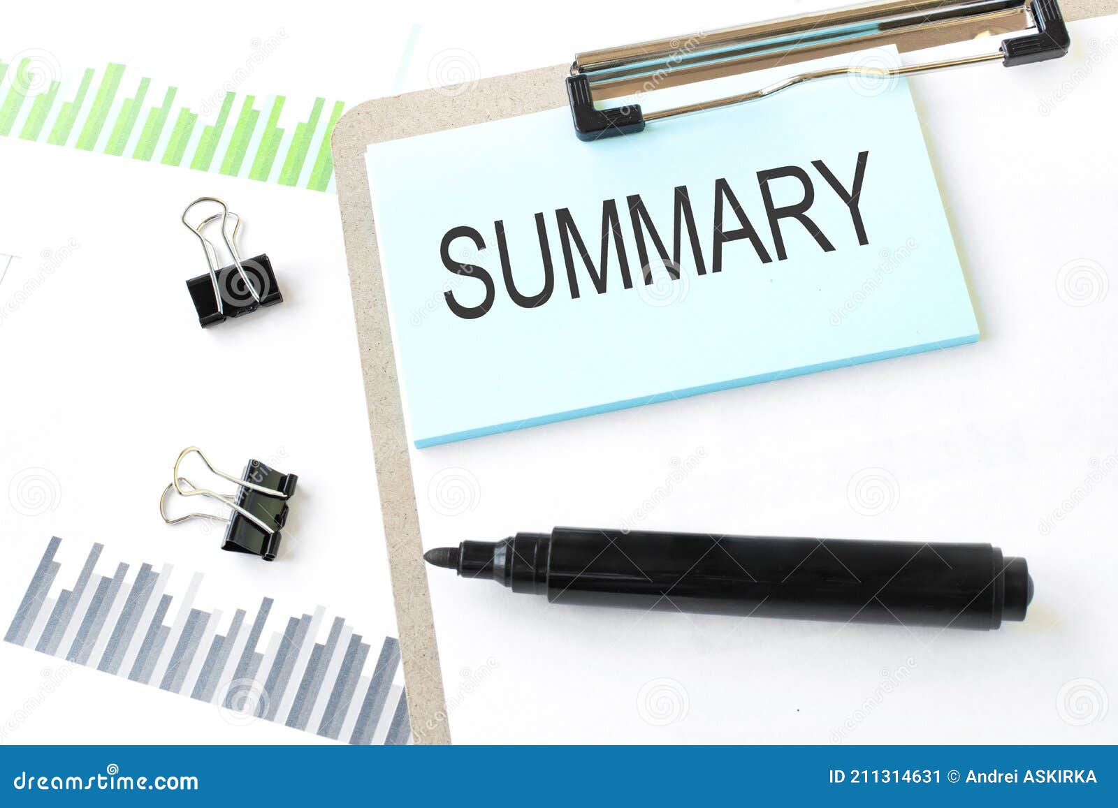 Paper Plate,marker, Diagram,chart and Office Tools. Text Summary Stock ...