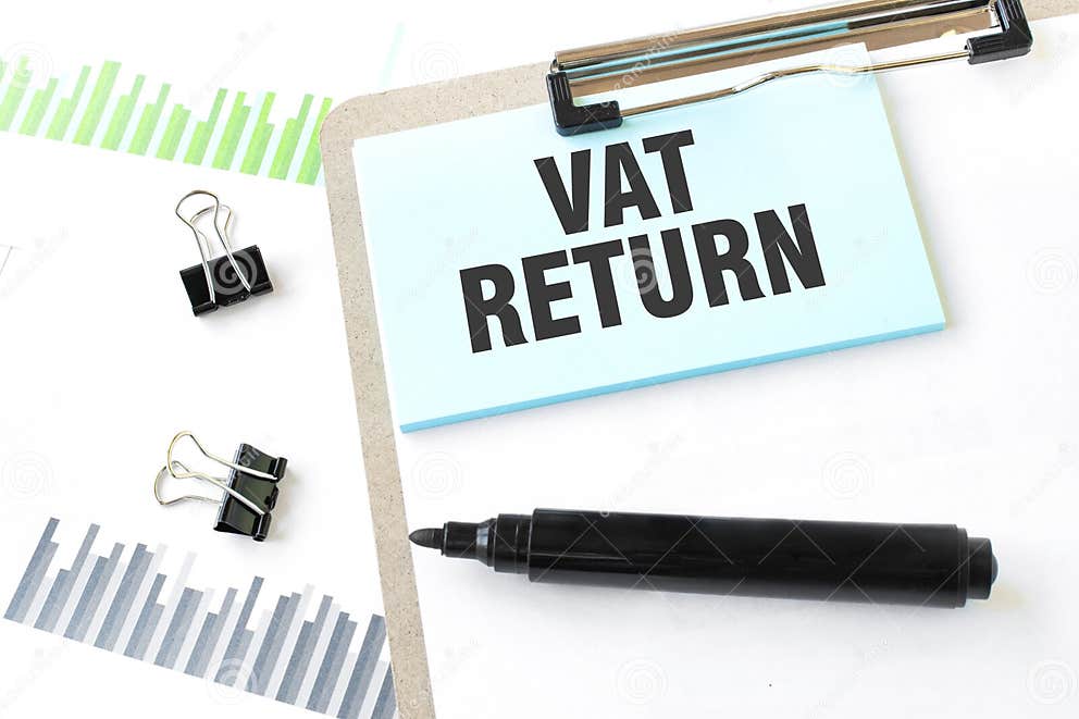 Paper Plate, Marker, Diagram, Chart and Office Tools. Text VAT RETURN ...