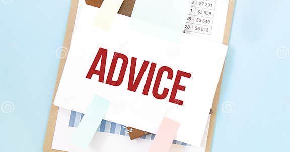 Paper Plate with Text Advice. Diagram, Notepad and Blue Background ...