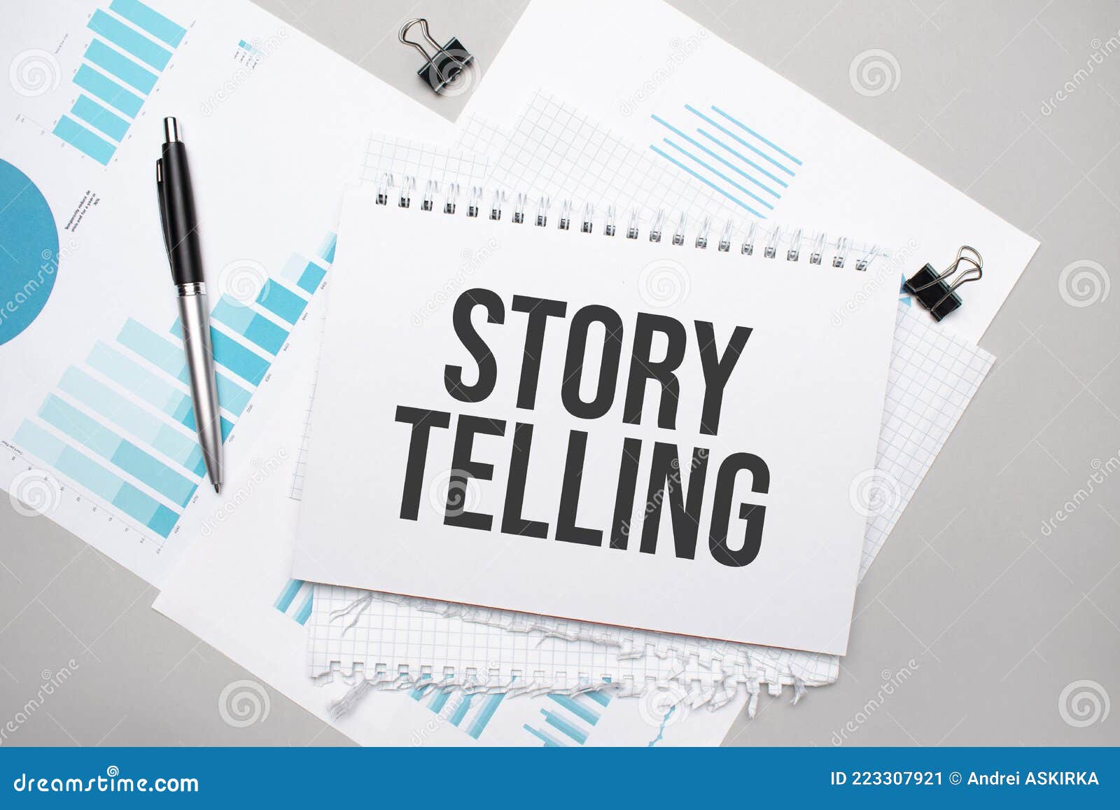 Paper Plate With Text Story Telling. Diagram, Notepad And Blue ...