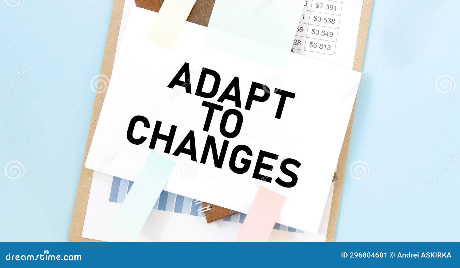 Paper Plate with Text Take ADAPT TO CHANGES. Diagram, Notepad and Blue ...