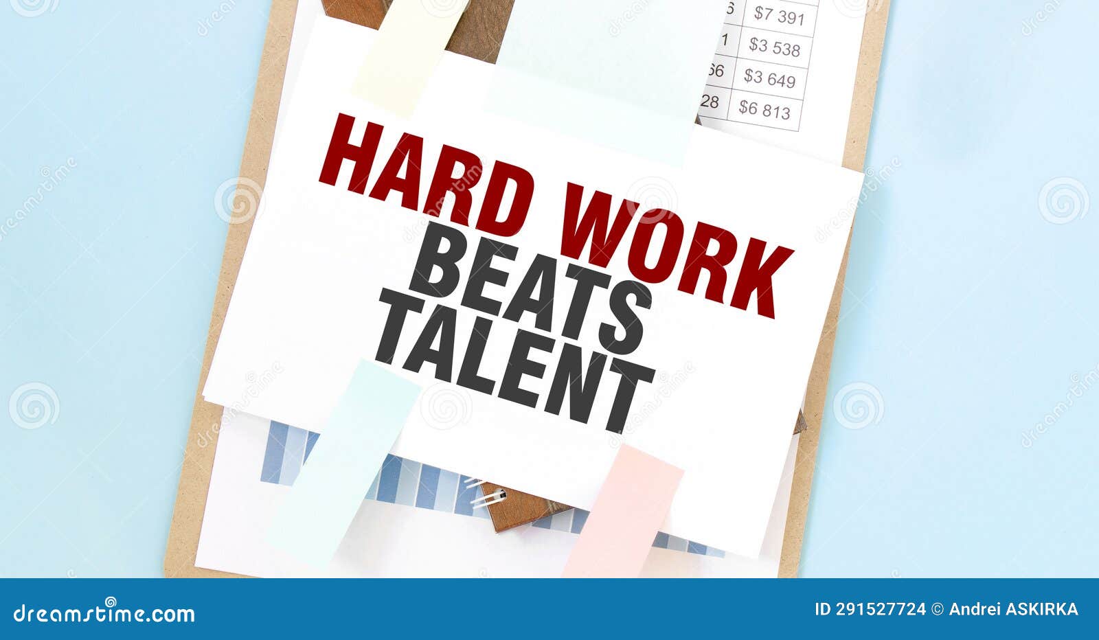 Paper Plate with Text Take HARD WORK BEATS TALENT. Diagram, Notepad and ...