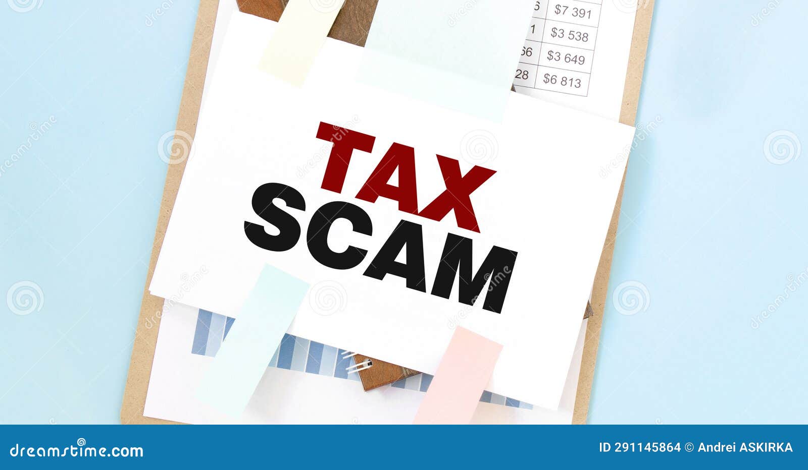 Paper Plate with Text Take TAX SCAM. Diagram, Notepad and Blue ...