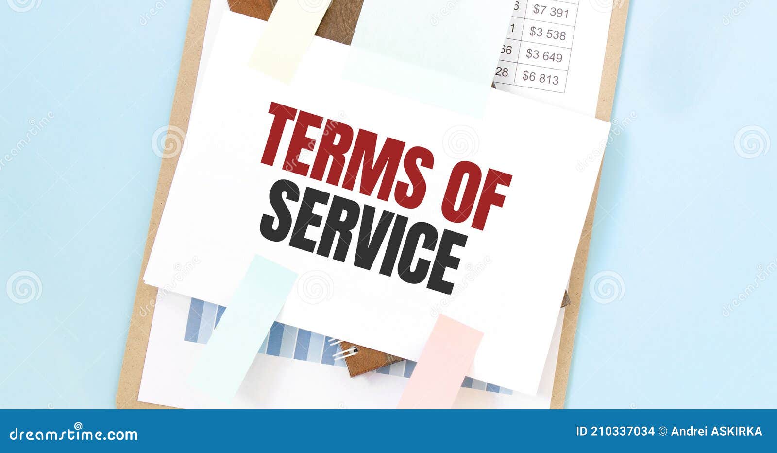 Paper Plate with Text Take TERMS of SERVICE. Diagram, Notepad and Blue ...