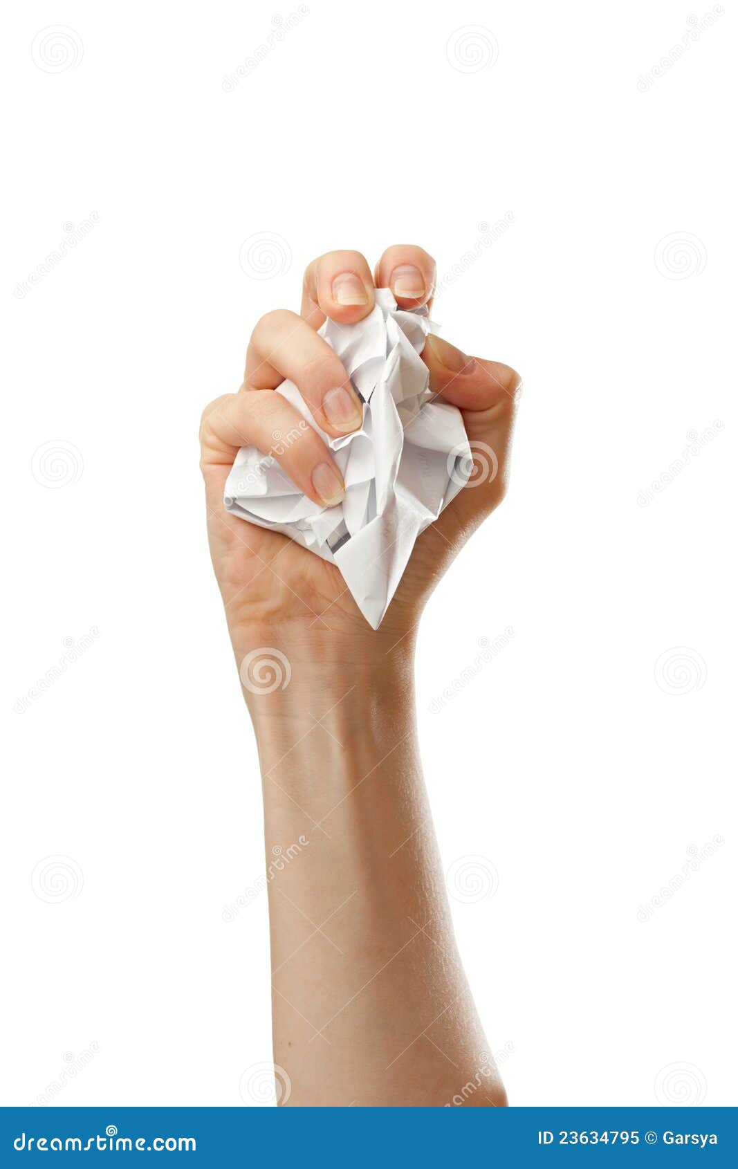 Paper pressed in fist stock image. Image of hand, wrist - 23634795