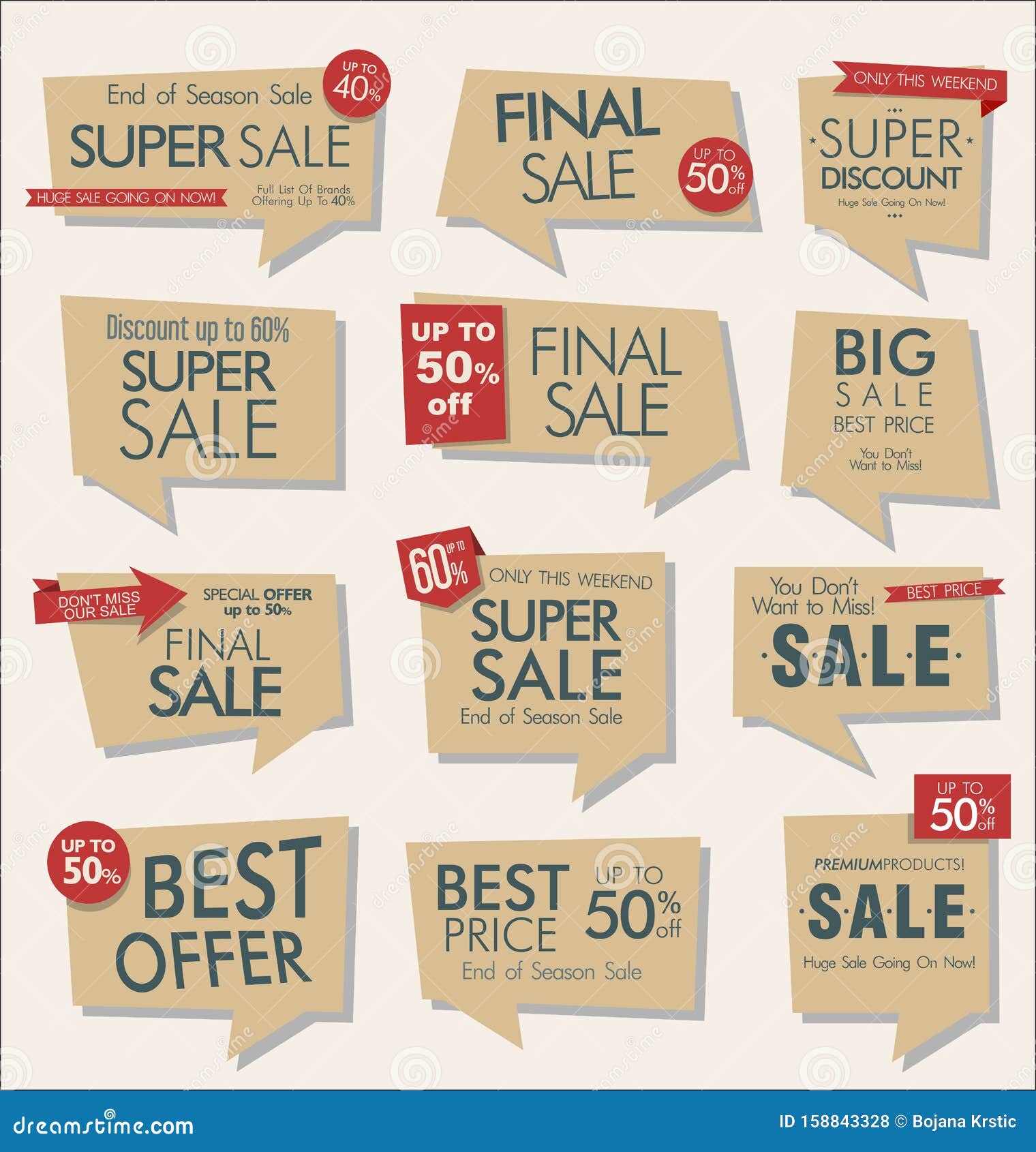Paper Price Tag Retro Collection Stock Illustration - Illustration of ...