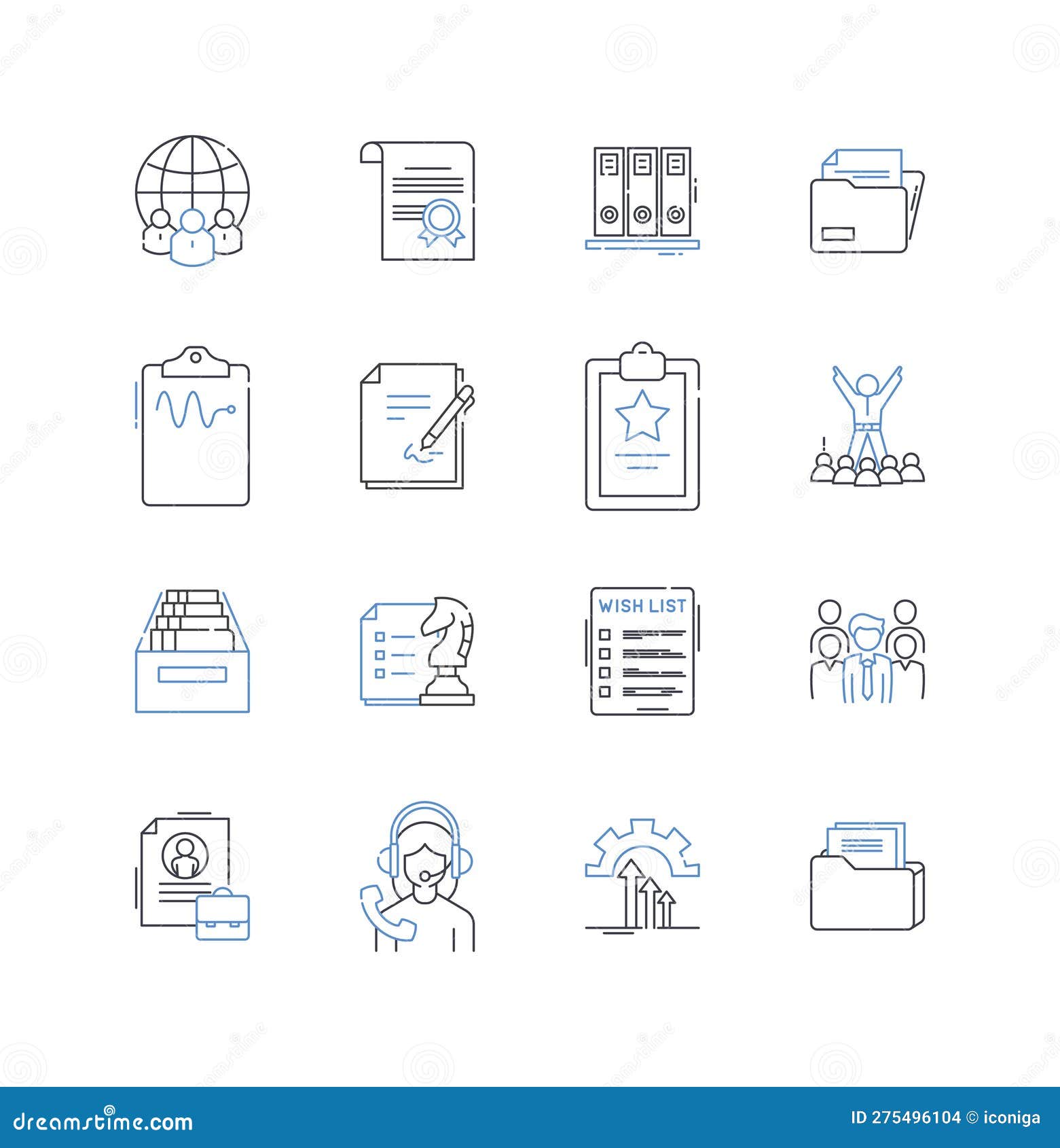 Paper Processing Line Icons Collection. Shredding, Folding, Creasing ...