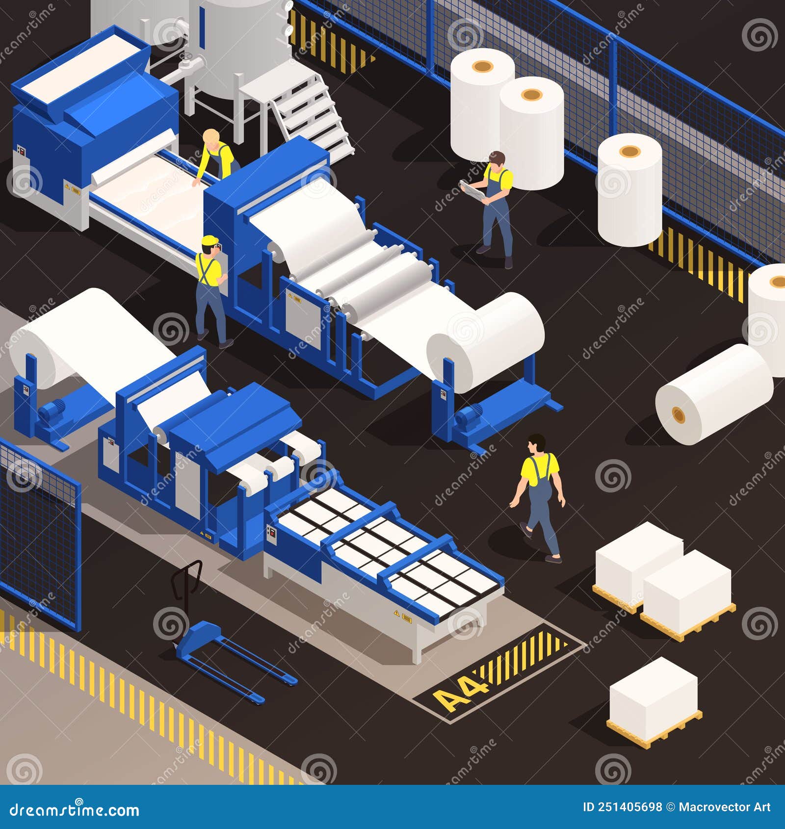 Paper Production Isometric Colored Composition Stock Vector ...