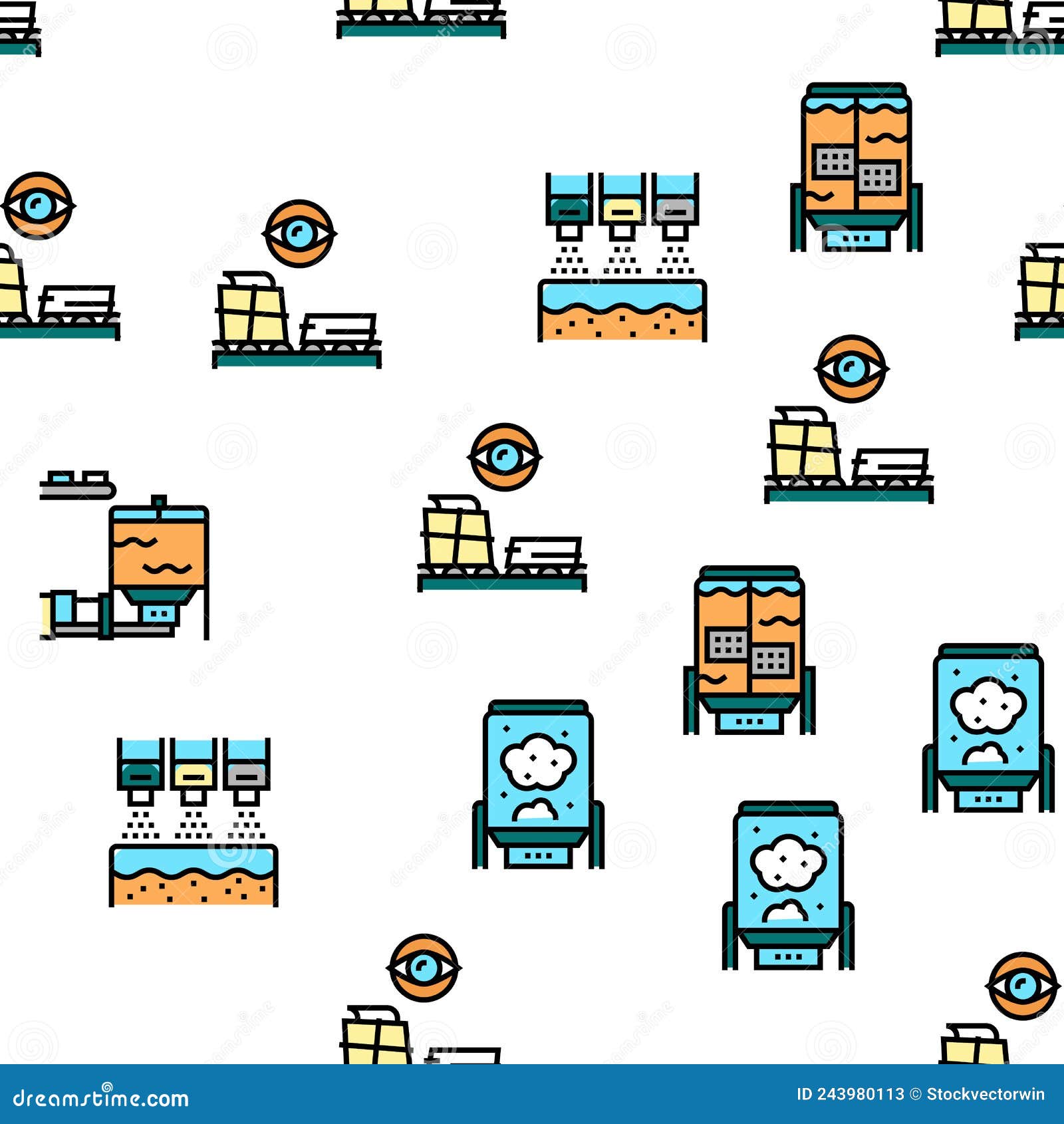 Paper Production Plant Vector Seamless Pattern Stock Vector ...