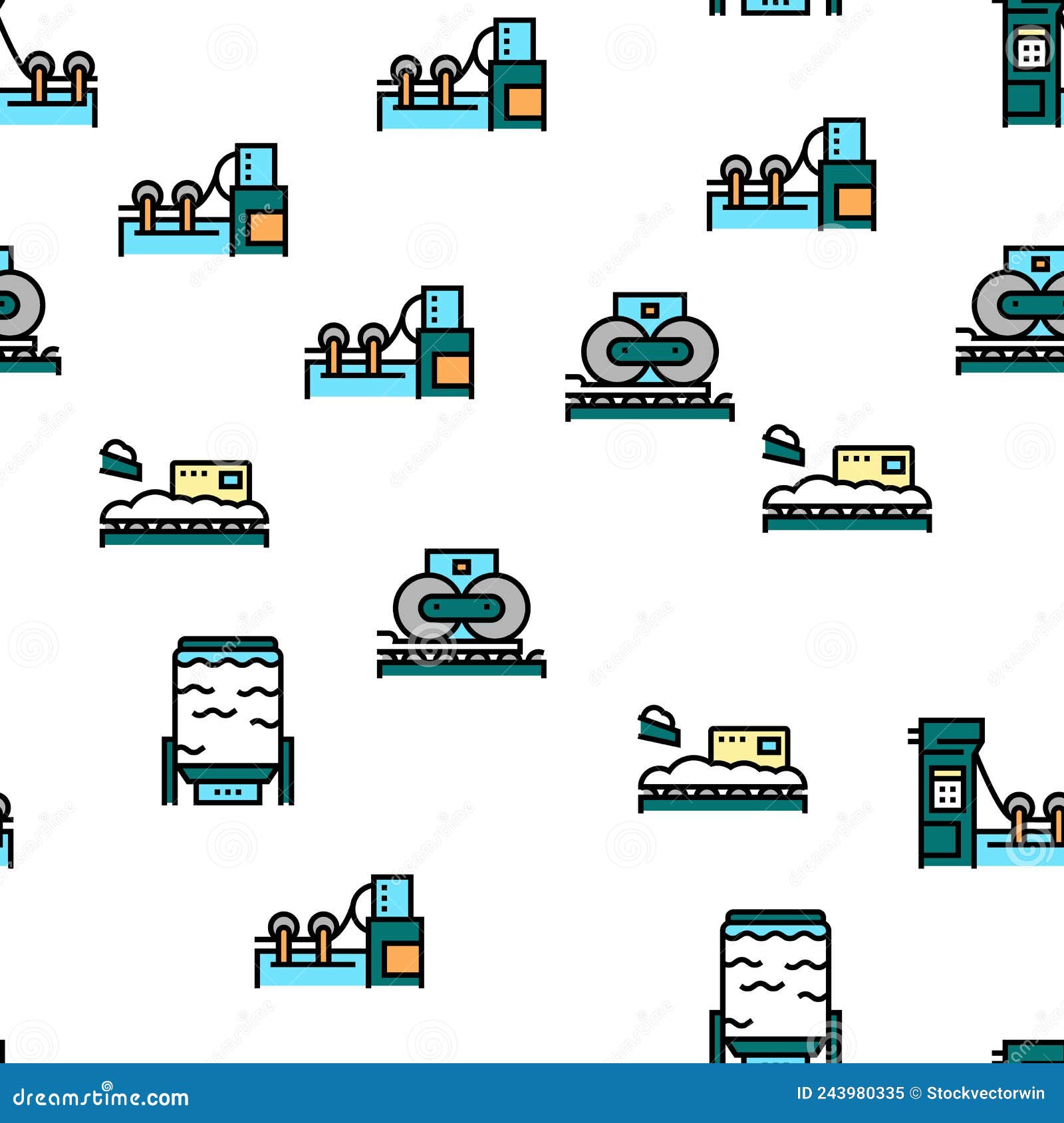 Paper Production Plant Vector Seamless Pattern Stock Illustration ...