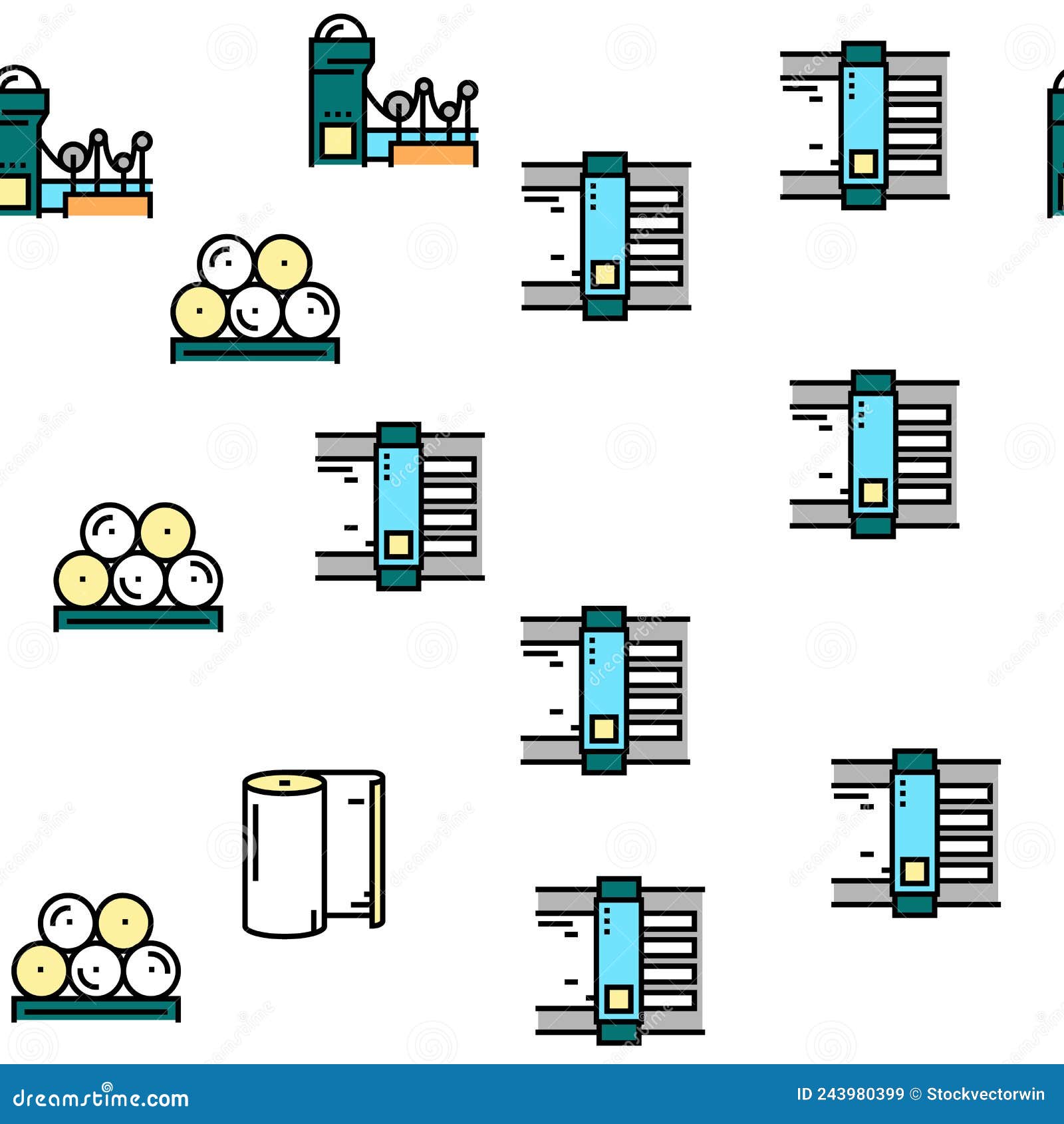 Paper Production Plant Vector Seamless Pattern Stock Vector ...
