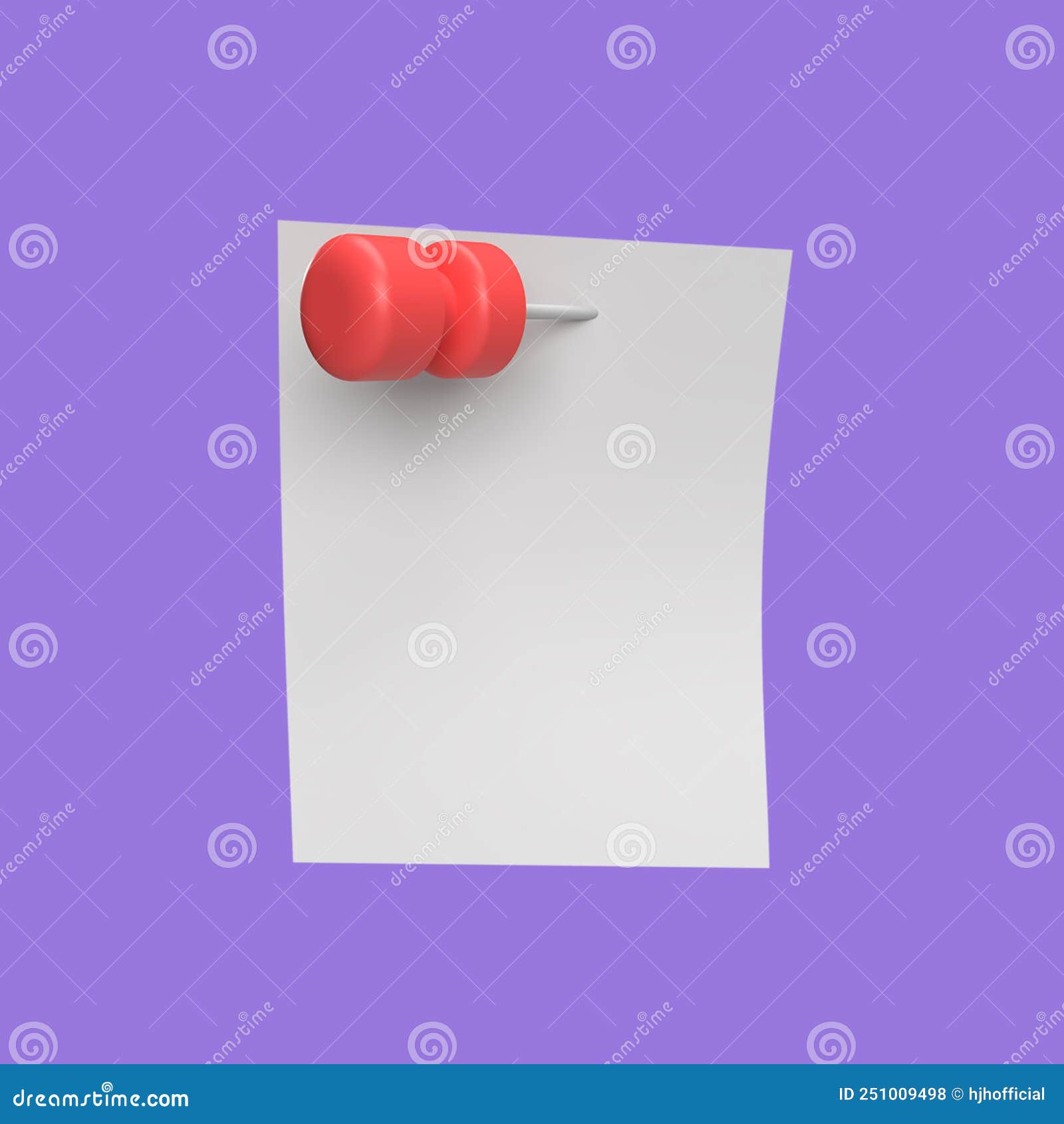 Paper and Pushpin 3d Icon Model Cartoon Style Concept. Render ...