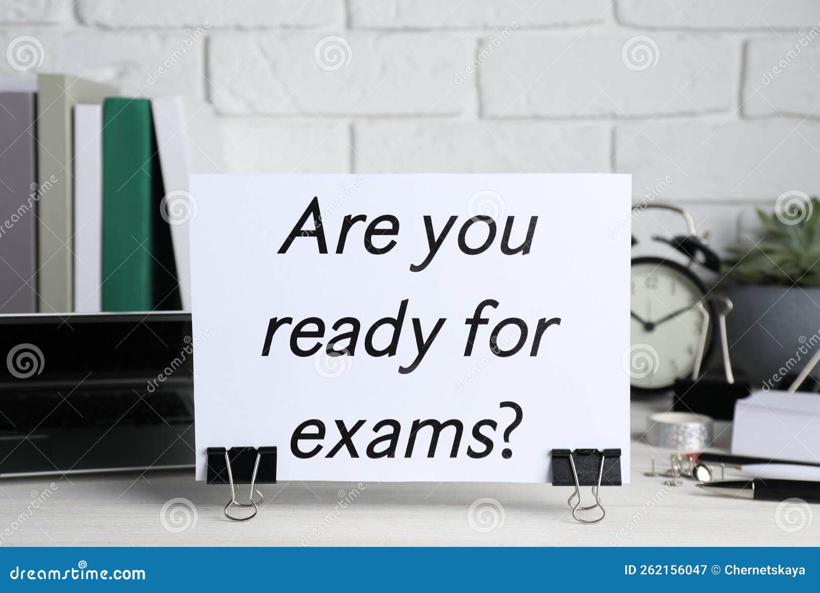 Paper with Question are You Ready for Exams on White Wooden Table Stock ...
