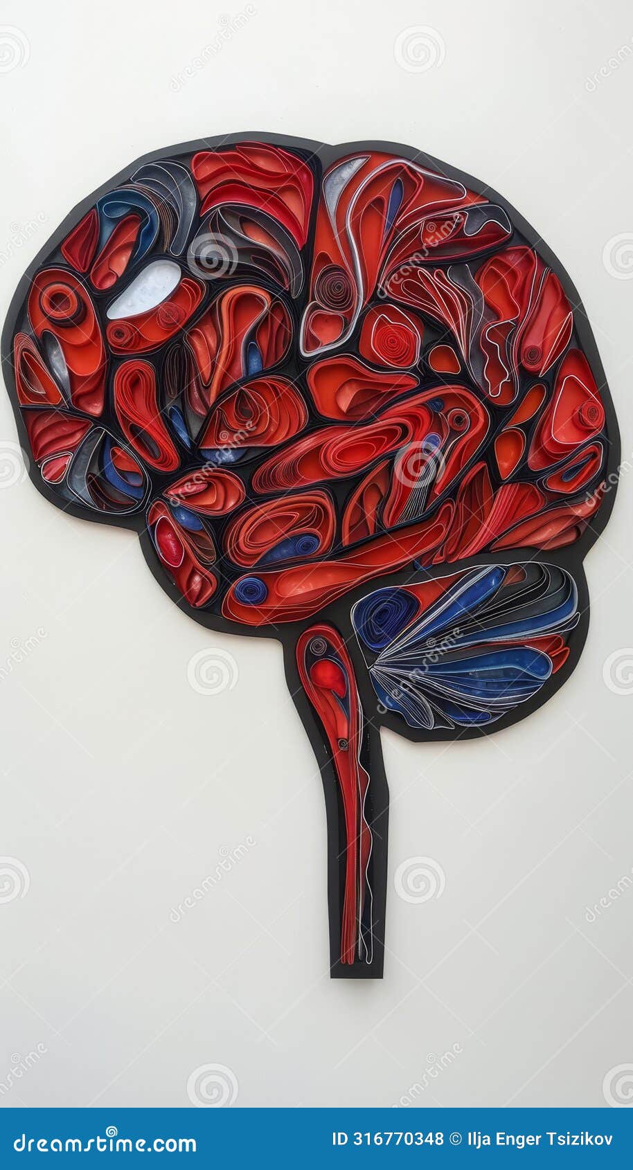 Paper Quilled Brain Design Isolated on White with Copy Space for Text ...