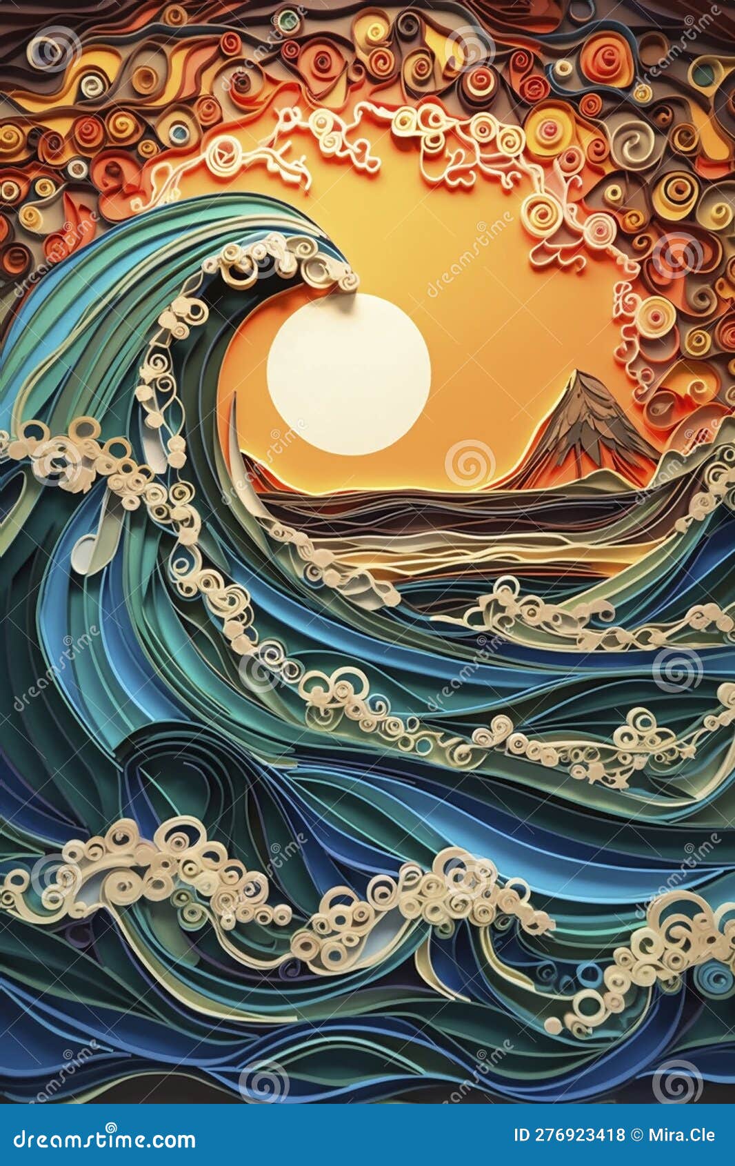 Paper Quilling Wave, Created with Generative AI Stock Illustration ...