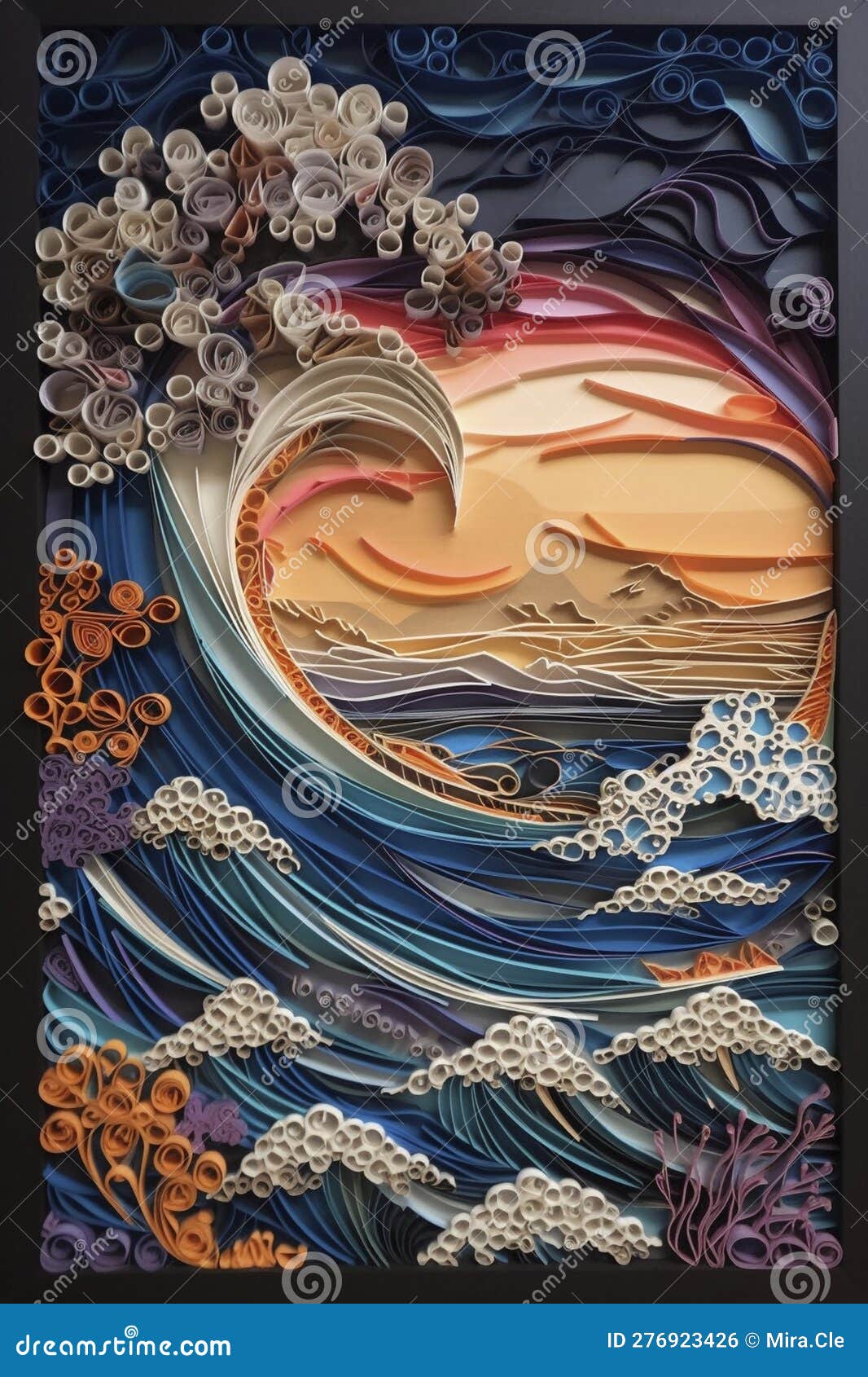 Paper Quilling Wave, Created with Generative AI Stock Illustration ...