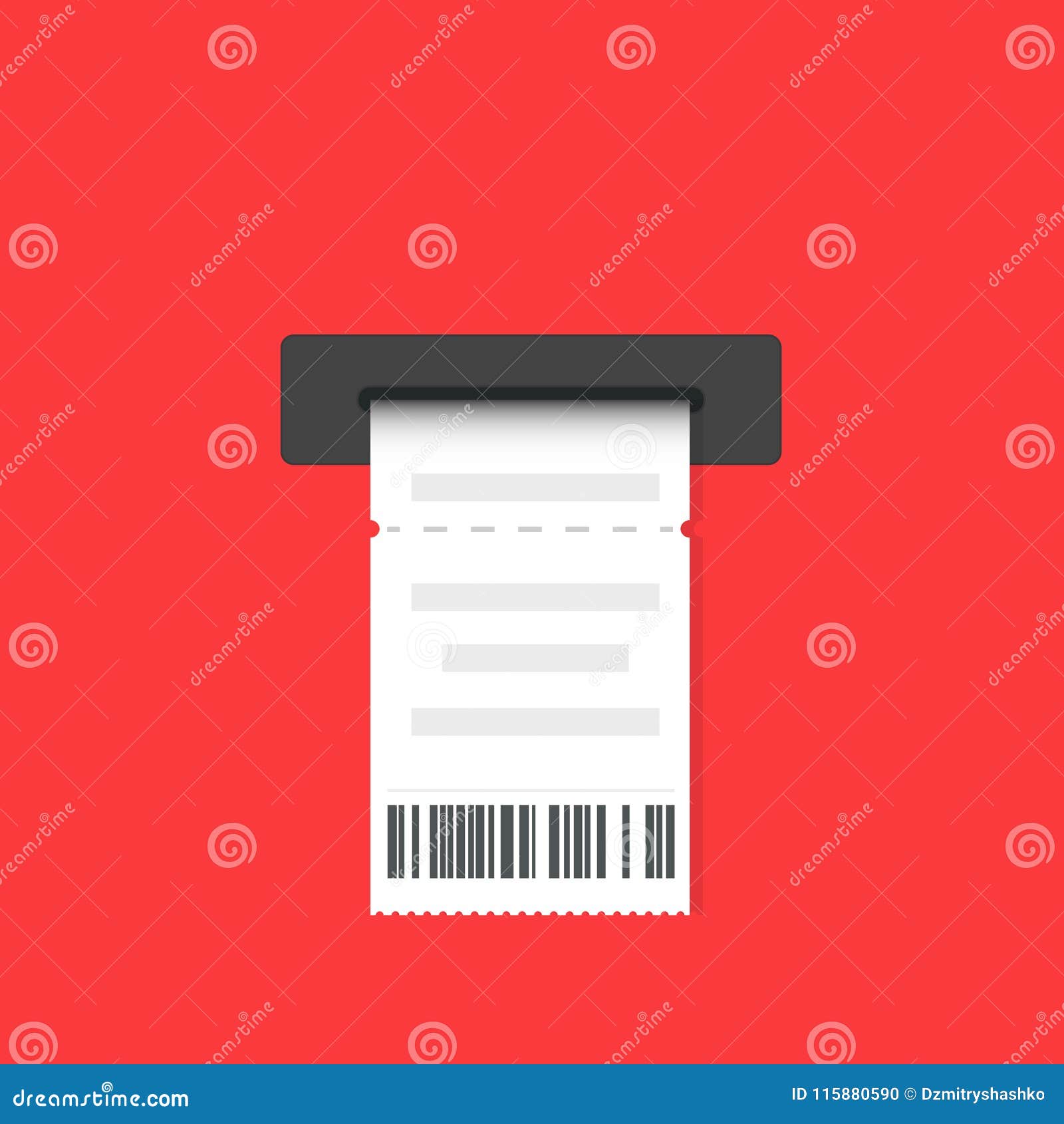 Paper Receipt Vector Illustration from Ticket Machine Slot Stock Vector ...