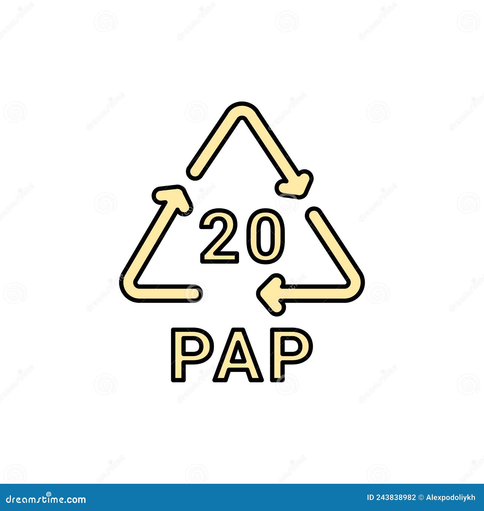Paper Recycling Code PAP 20 Line Icon. Consumption Code Stock Vector ...