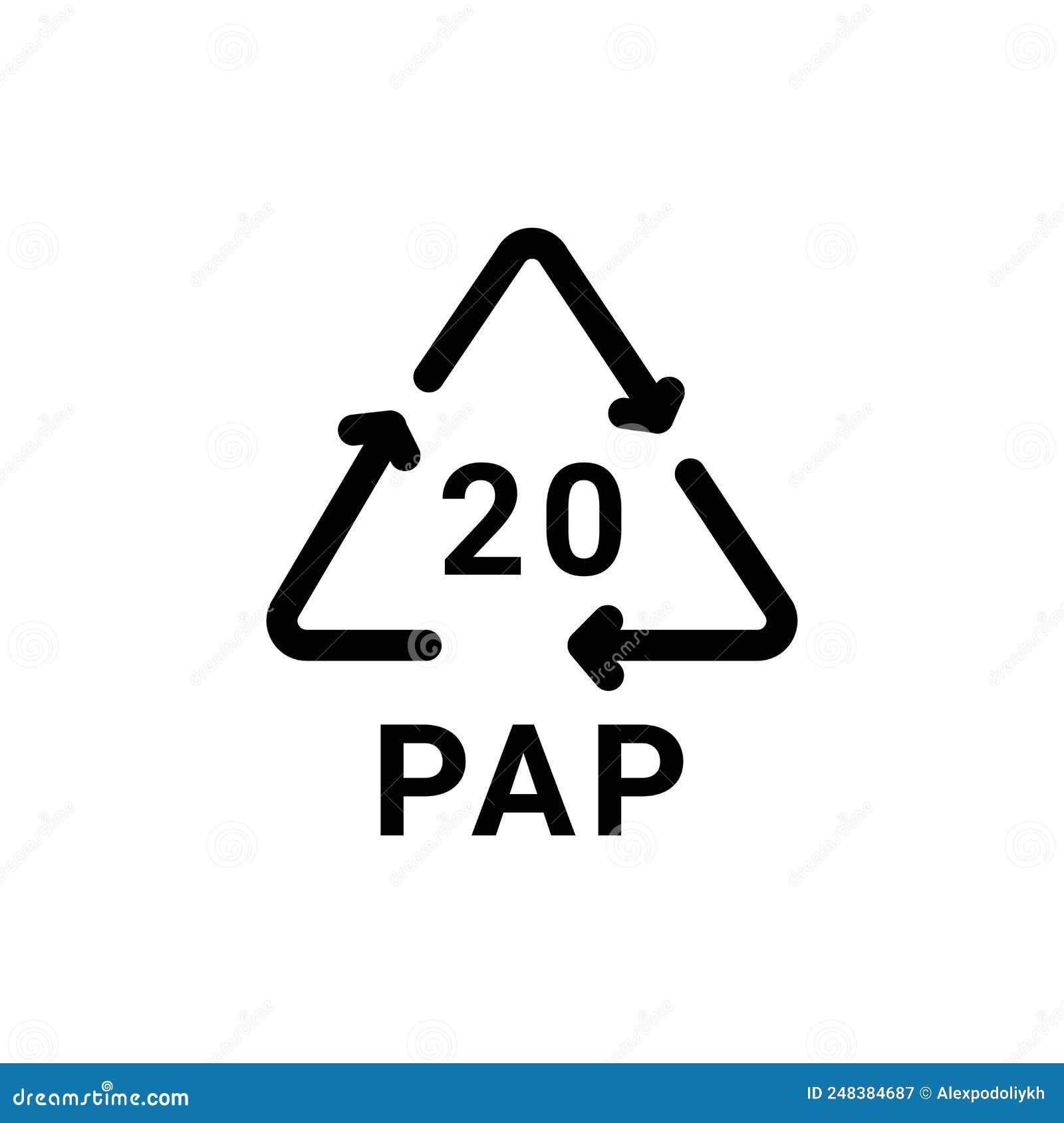 Paper Recycling Code PAP 20 Line Icon. Consumption Code Stock Vector ...
