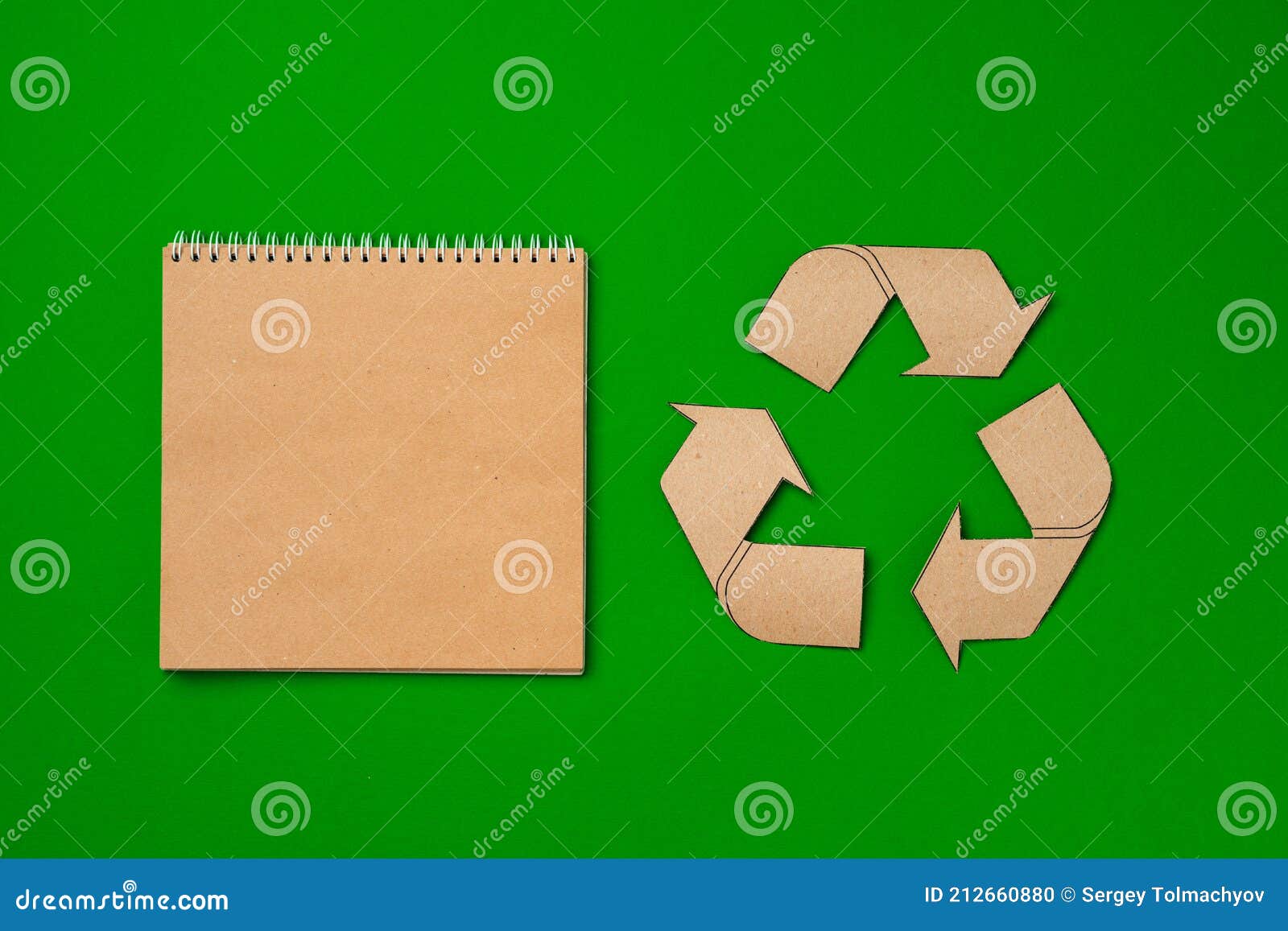 Paper Recycling Concept on Green Background Top View Stock Photo ...