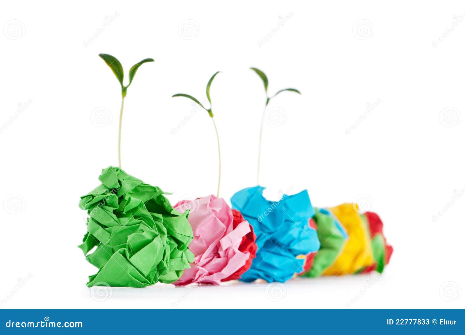 Paper Recycling Concept - Seedlings on White Stock Image - Image of ...