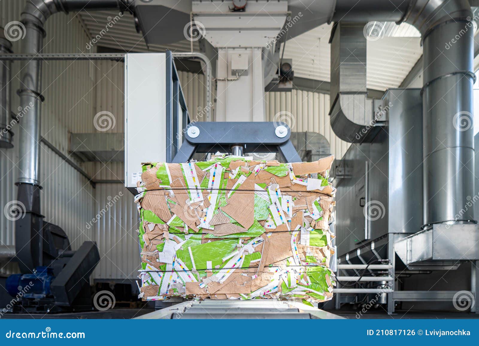 Paper Recycling Truck and Forklift Loading Old Papers Stock Photo ...