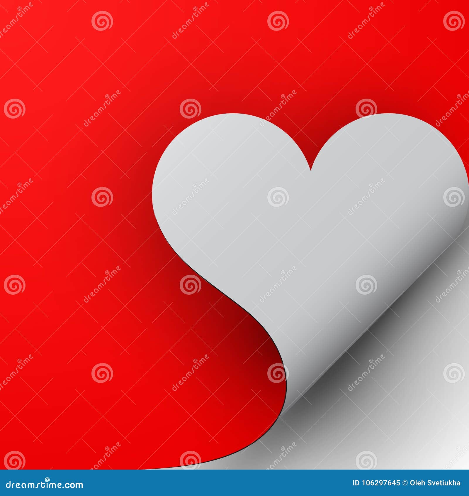 Paper Red Heart Curled Corner, Vector Stock Vector - Illustration of ...