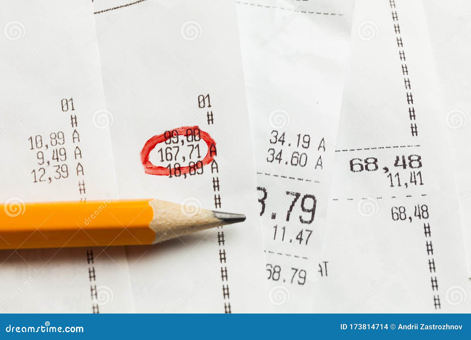 Paper Register Receipts in Stack. Price and Cost in Store Shop Stock ...