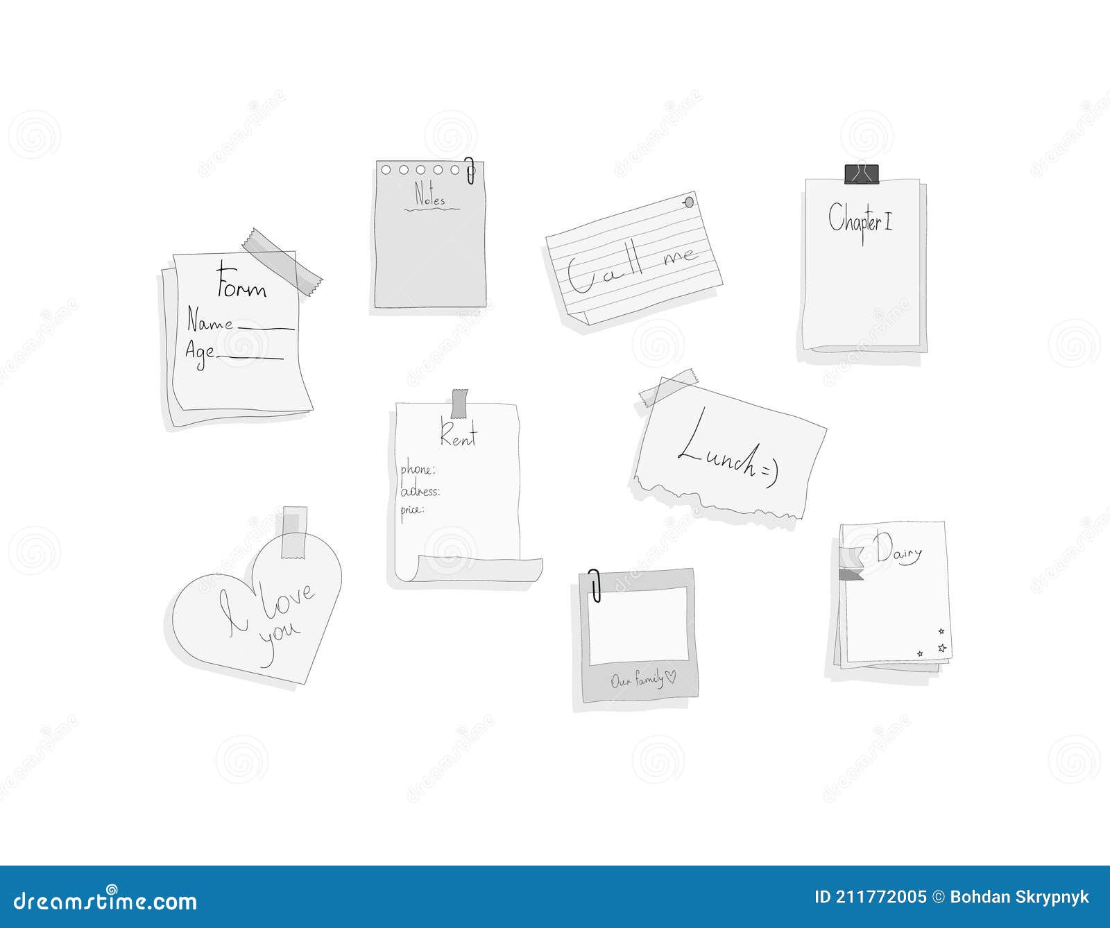 Big Set Of Reminder Stickers. Infographic Set. Cartoon Vector ...