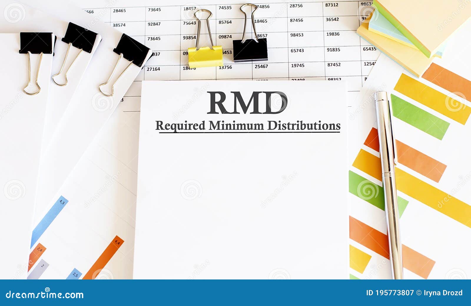 Paper with Required Minimum Distributions RMD on a Table Stock Image ...