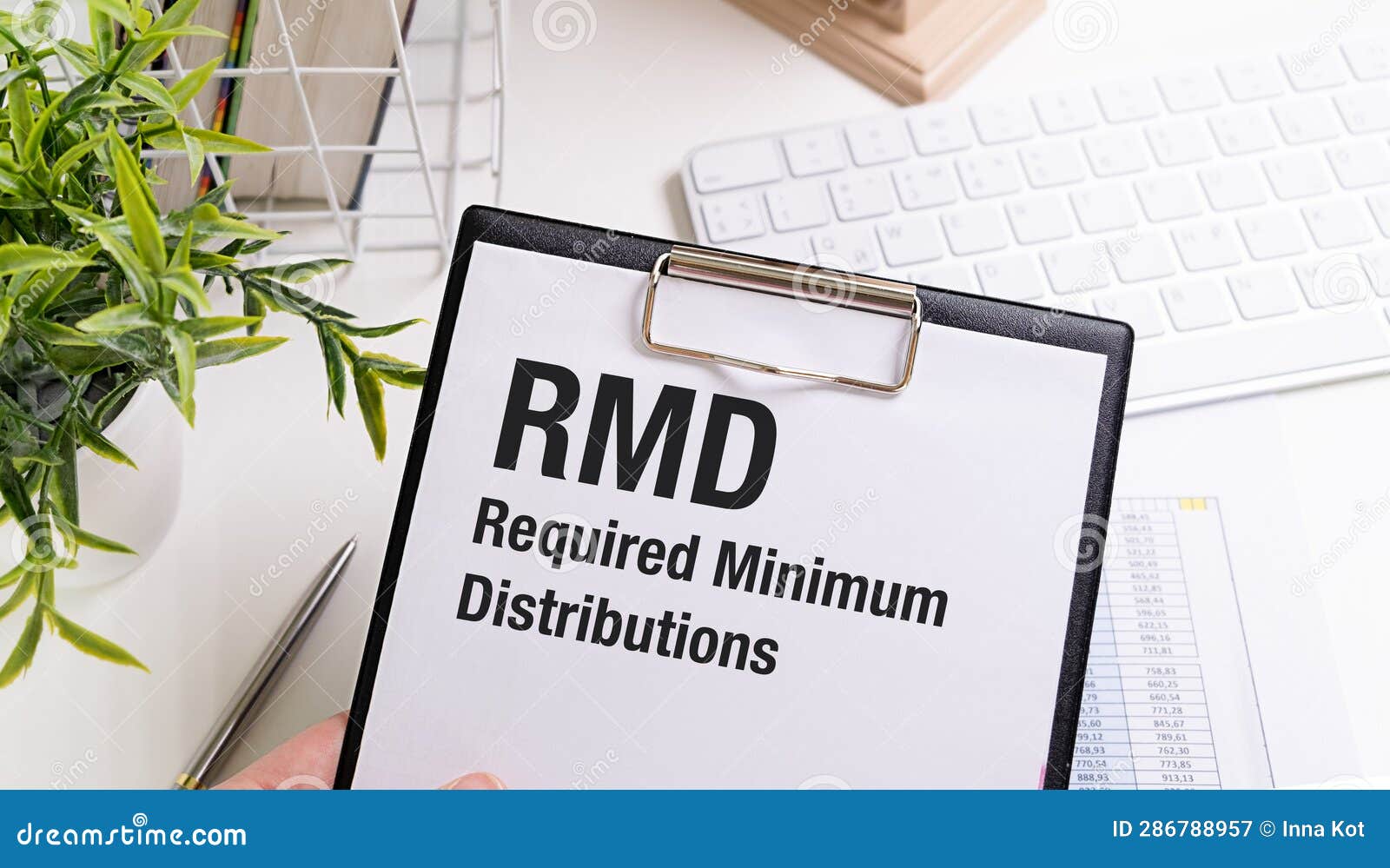 Paper with Required Minimum Distributions RMD on a Table Stock Image ...